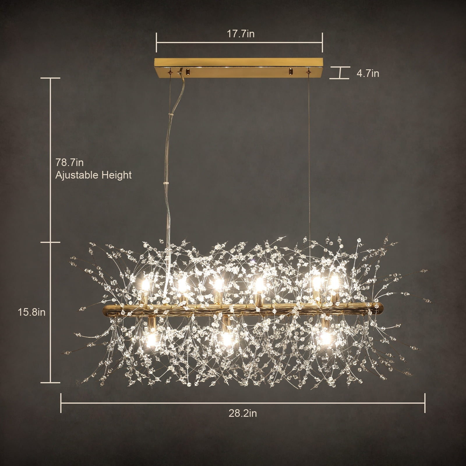 OYIPRO 9 - Light Modern Rectangle Fireworks Sputnik Chandelier for ...