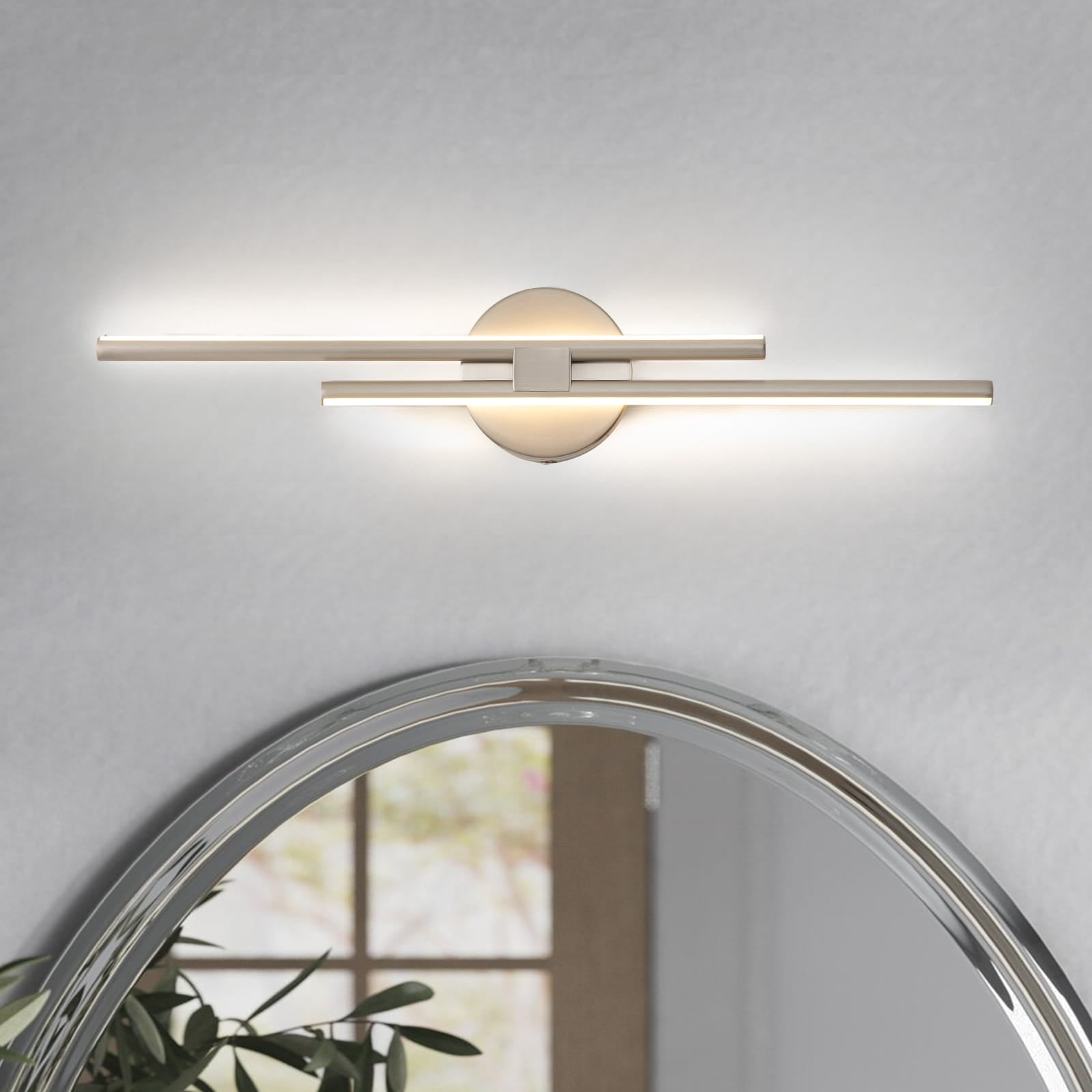 OYIPRO Minimalist 2-Light Dimmable LED Vanity Light Linear Metal Wall ...