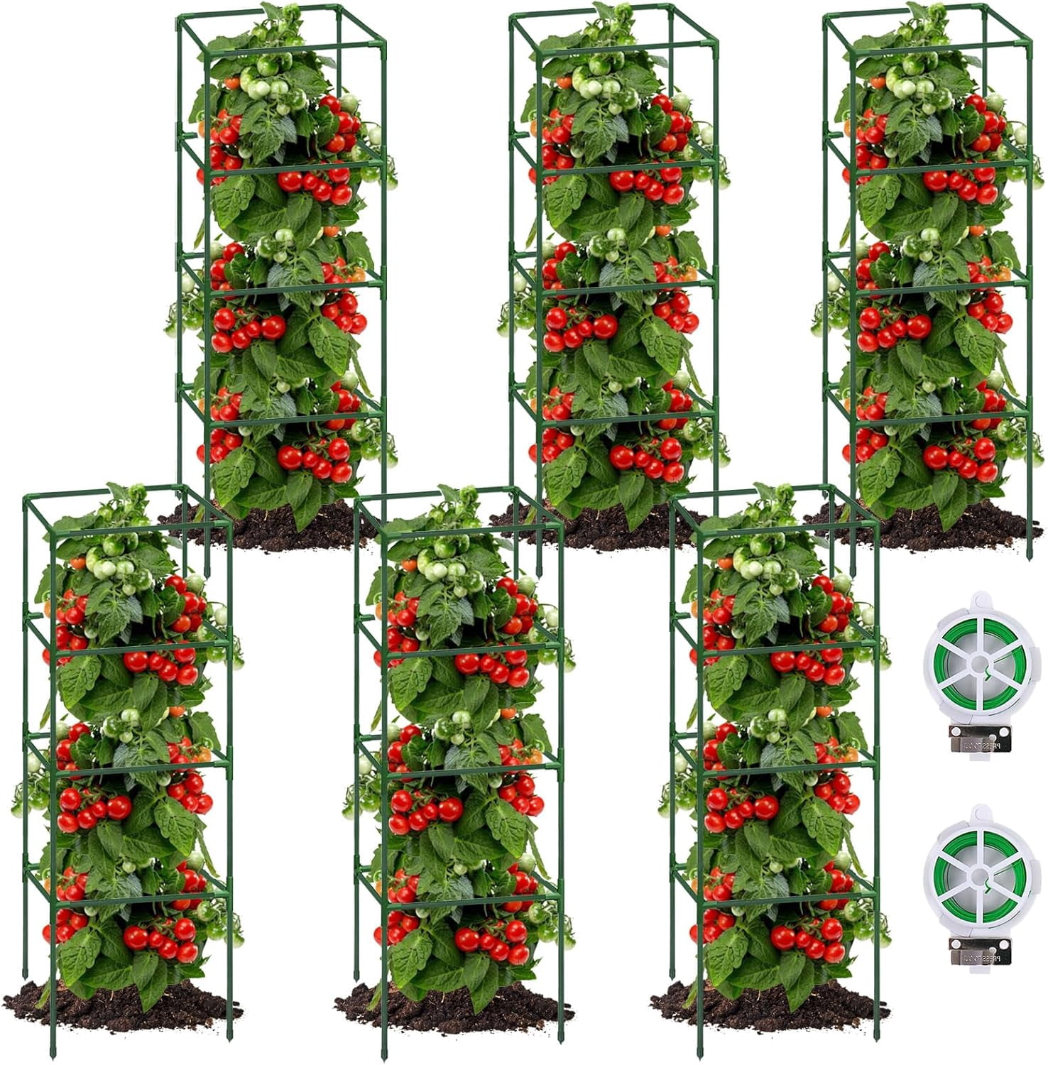 cugvbin 6 Pack Square Tomato Cages for Garden 41.5 x 14 x 14 Inches ...
