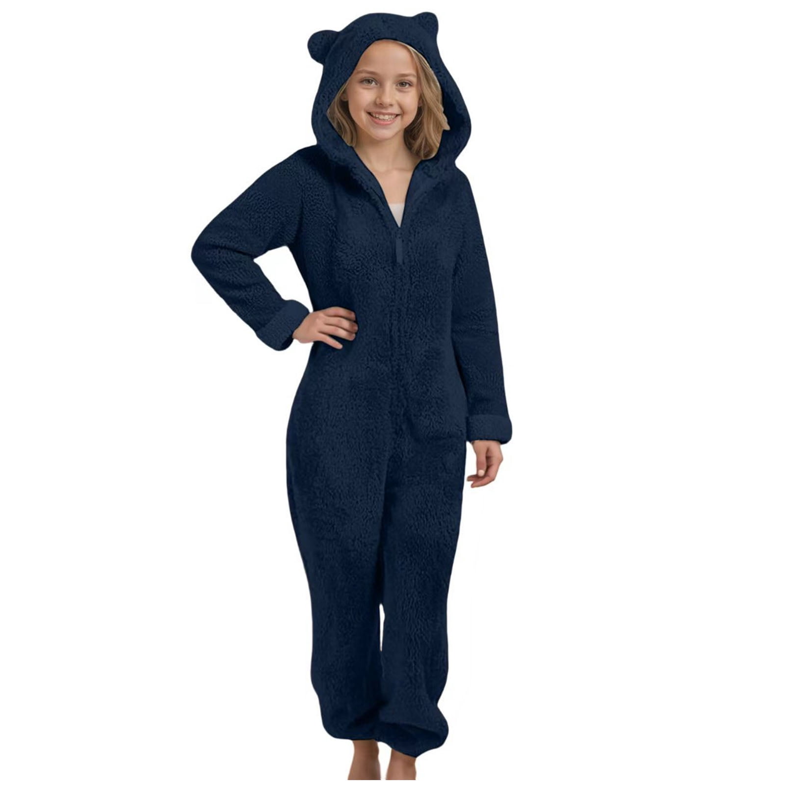 OYXSER Girls Fleece Hooded Romper Soft Plush Fabric with Cute Ears for ...
