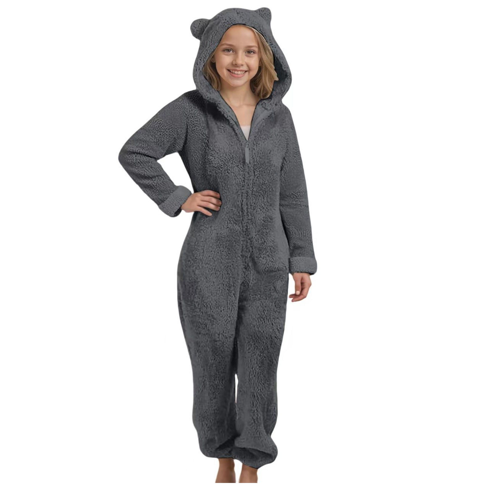 OYXSER Girls Fleece Jumpsuit Pajamas Machine Washable No Fade Fabric ...