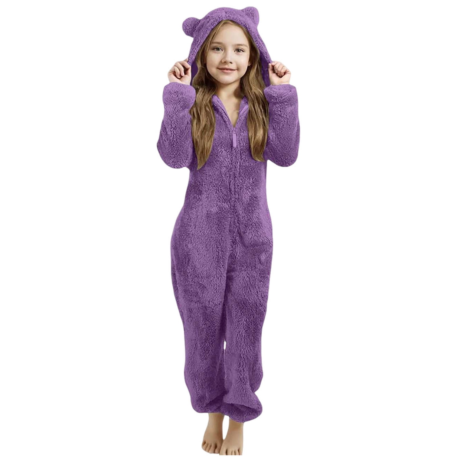 OYXSER Girls Fleece Jumpsuit Pajamas Machine Washable No Fade Fabric ...