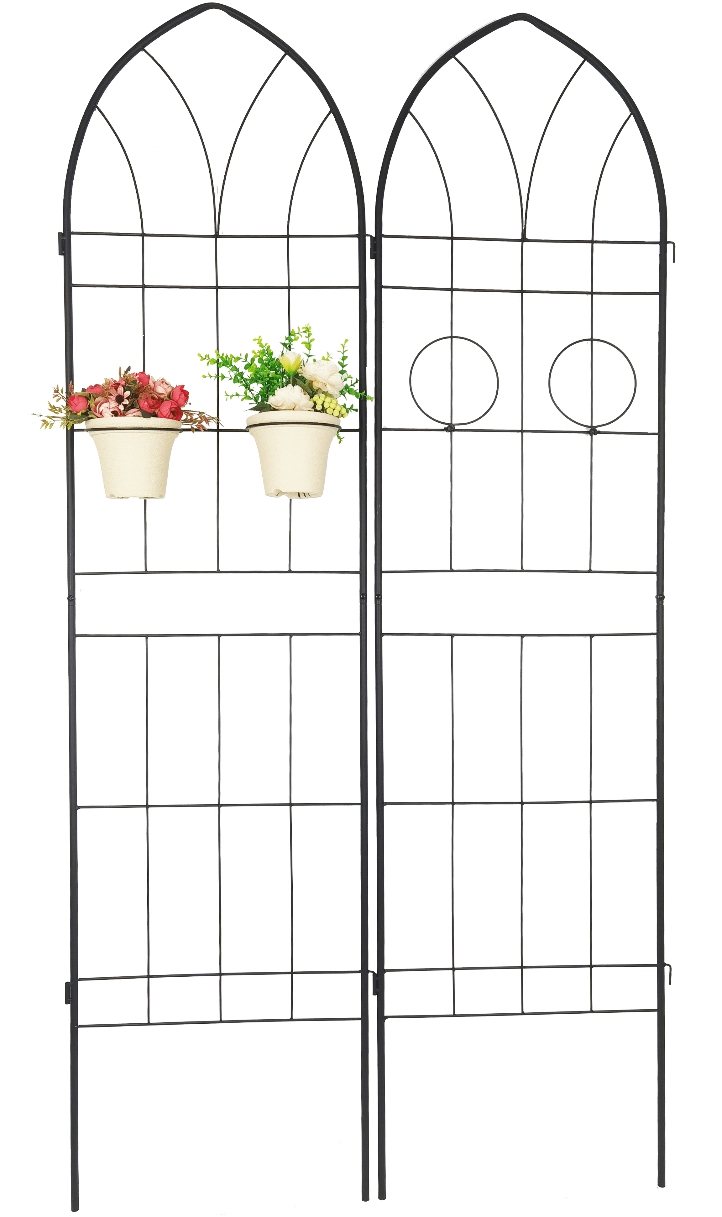 OYang 2 Pack Metal Garden Trellis, Rose Trellis Netting Trellis with 4 ...