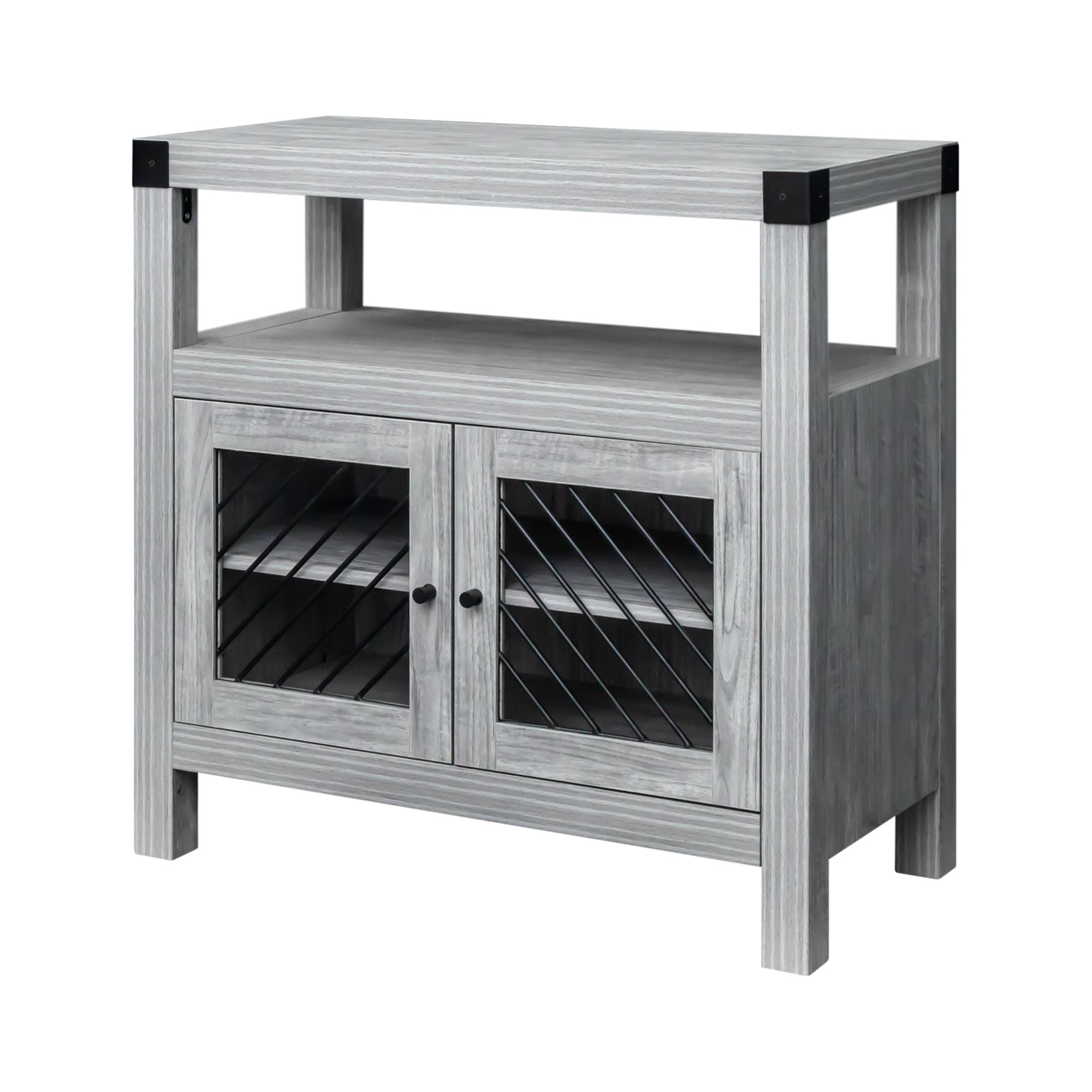 OYang 31.5" Wide Server Modern Night Stand Storage Cabinet with 2 Doors ...