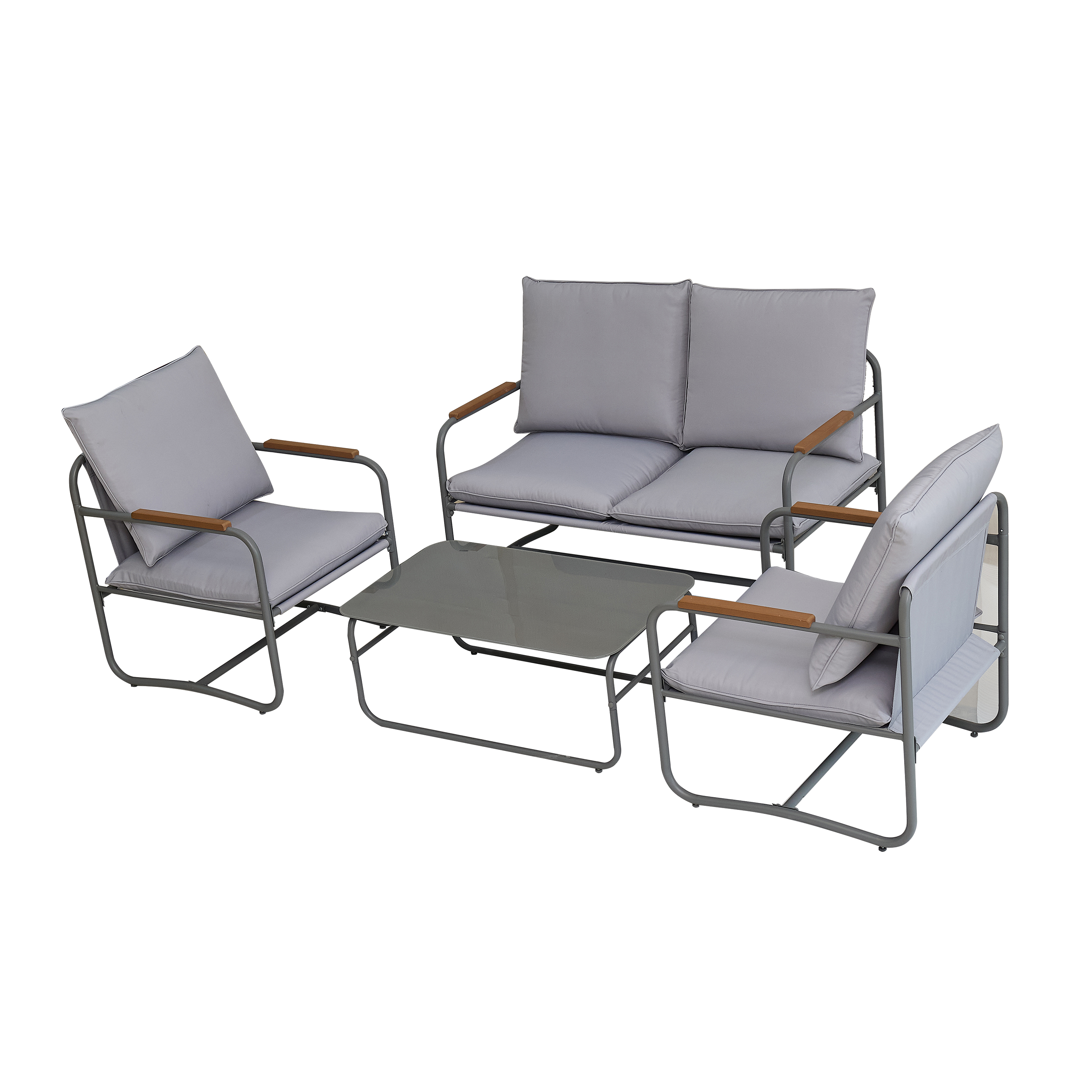 OYang 4 Piece Patio Set, Porch Furniture Set, All Weather Embedded ...