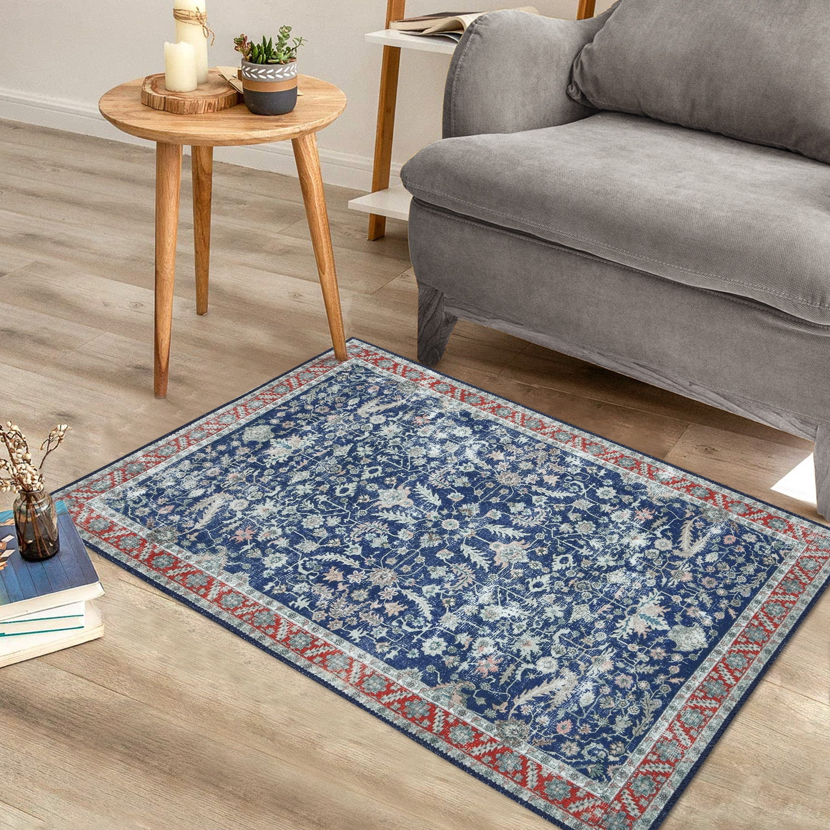 OYang Area Rug for Living Room, Washed Back Folded Printed Carpet for ...