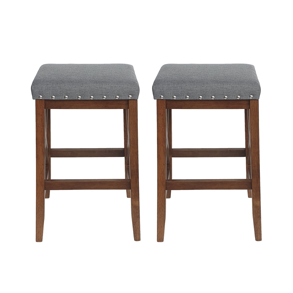 OYang Bar Stools Set Of 2, Modern Accent Nailhead Trim Upholstered Bar ...