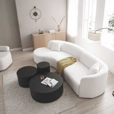 Luxury Modern Style Living Room Upholstery Curved Sofa with Chaise 2 ...