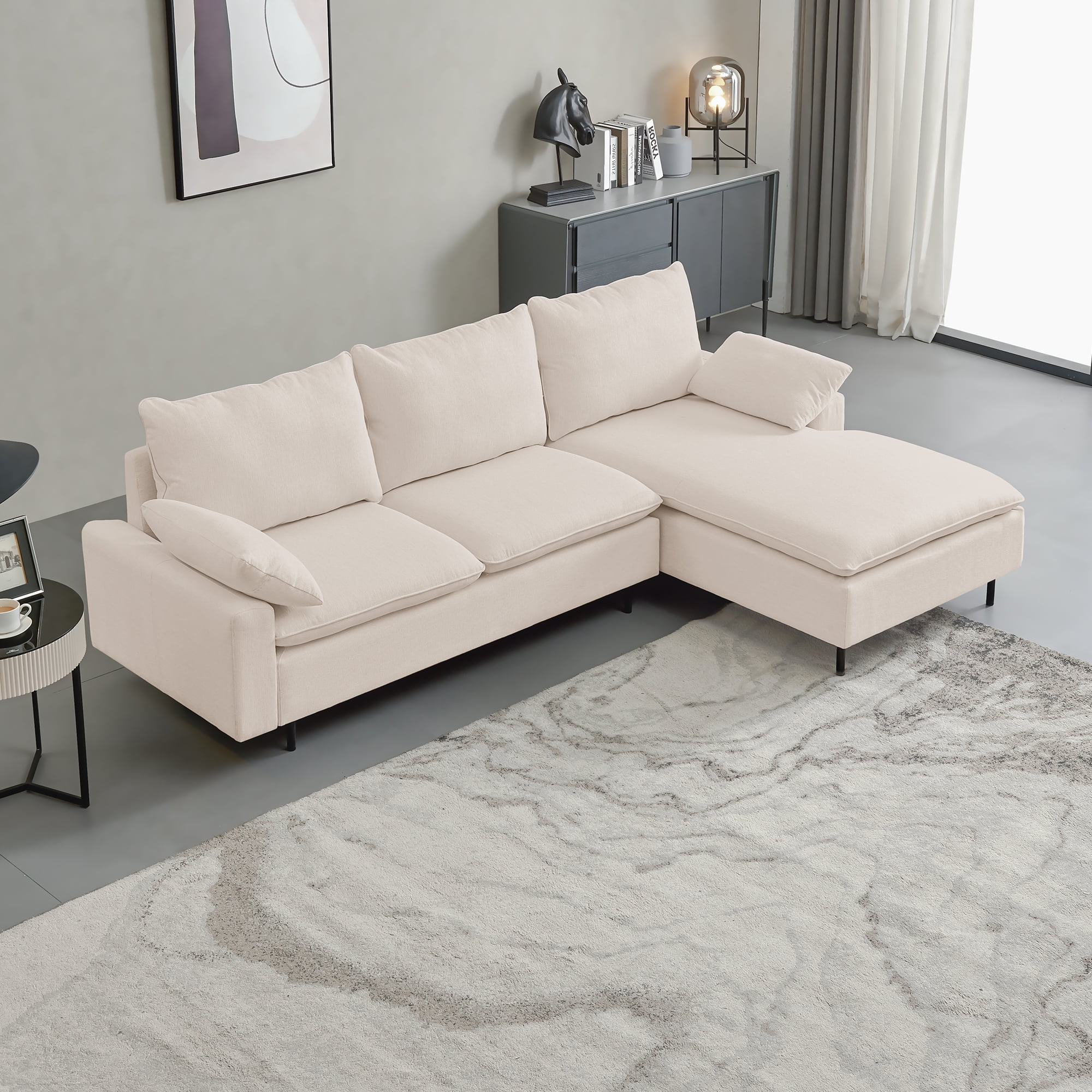 OYang L-shaped Corner Sofa with 2 Movable Left Chaise Reversible ...