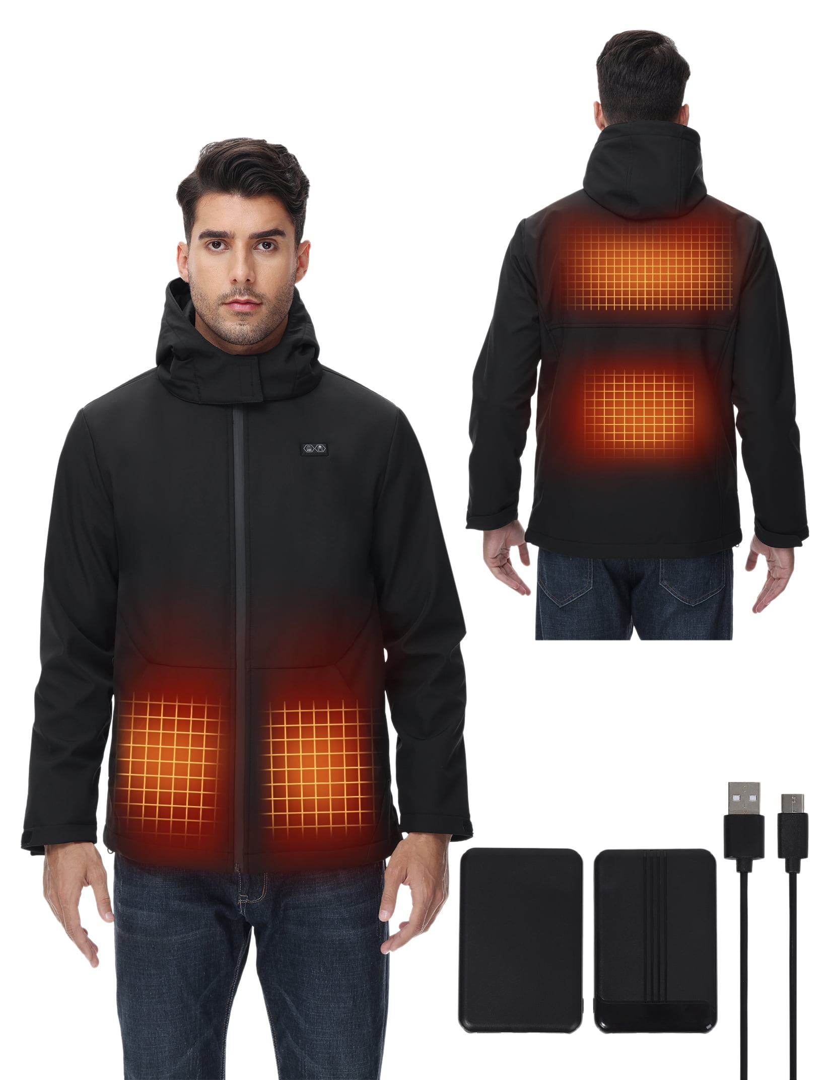 OYang Men Heated Hardshell Jacket with 3 Heating Levels ,360 ...