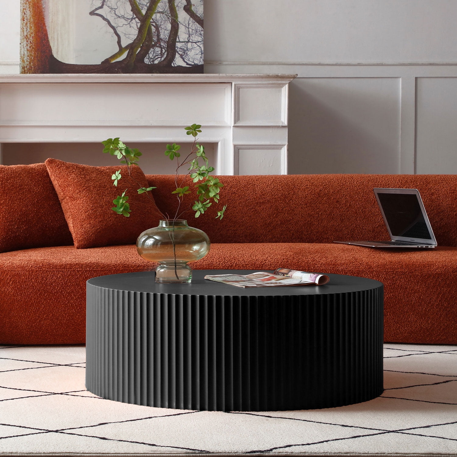 OYang Minimalist Coffee Table Center Coffee Table Round Table with Eye ...