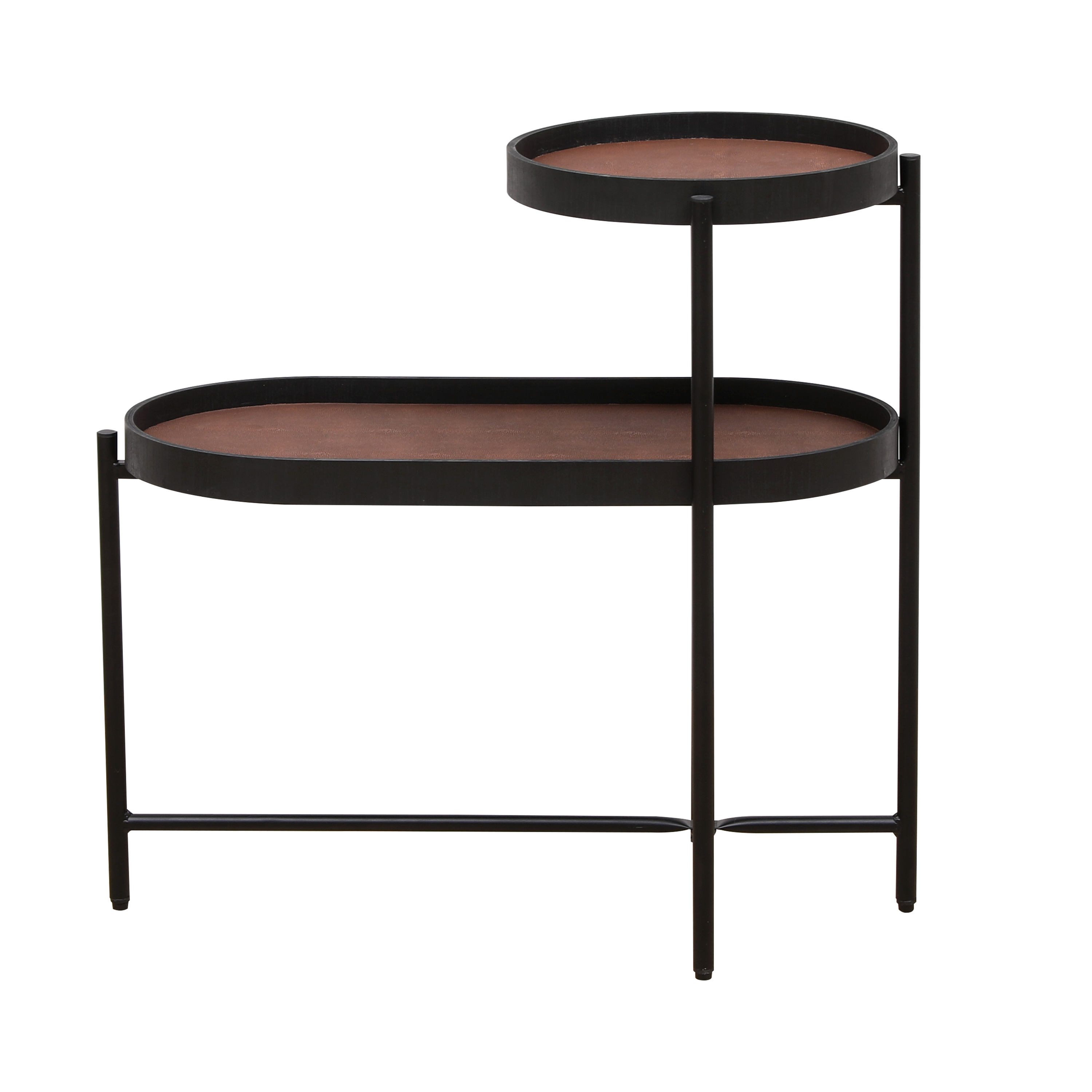 OYang Modern 2-Tier Side Table, Open Shelf with Sturdy Iron Frame and ...