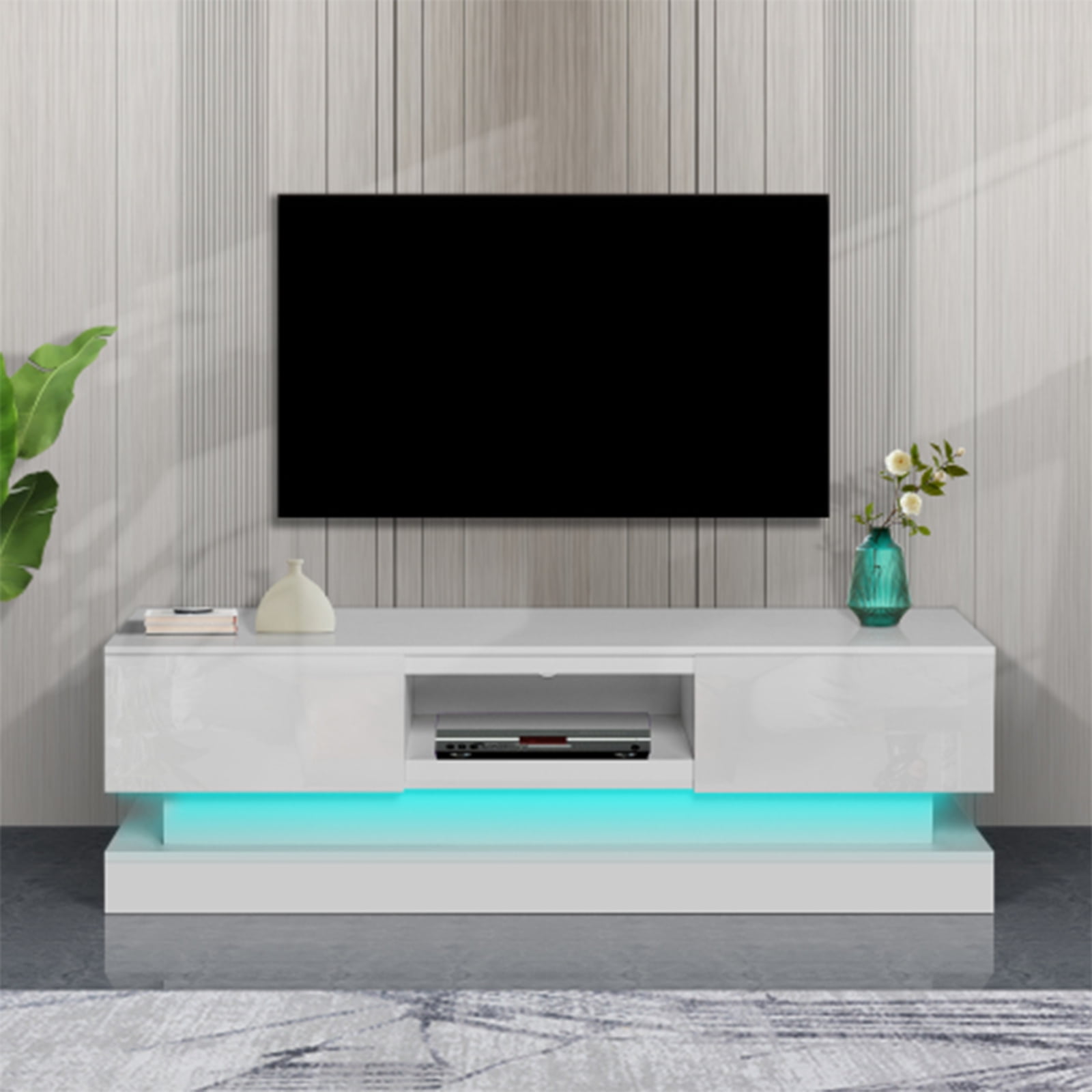 OYang Particle Board TV Stand with LED Lights,high glossy front TV ...