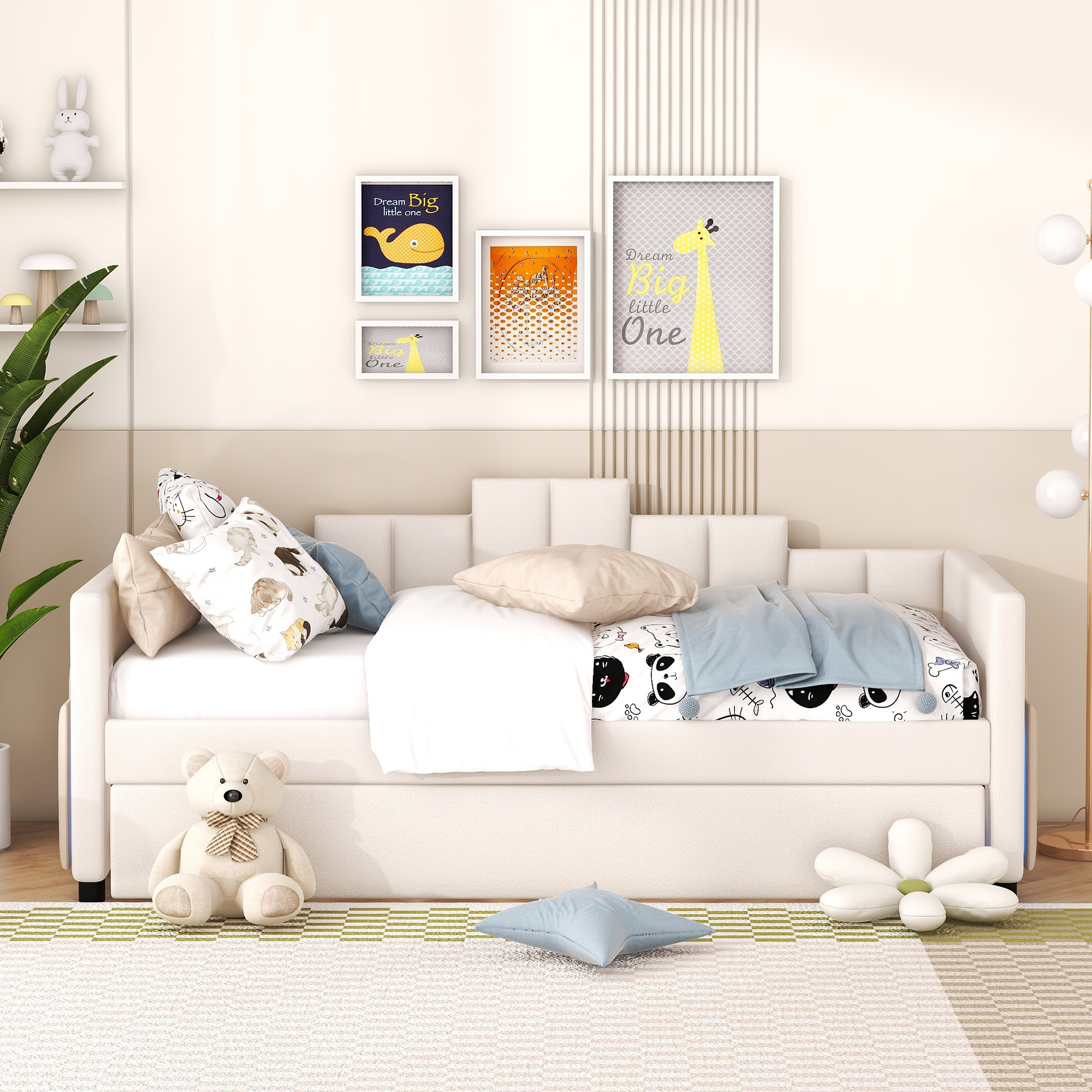 OYang Twin Size Daybed with Trundle, Light and USB Port, Not Need Box ...