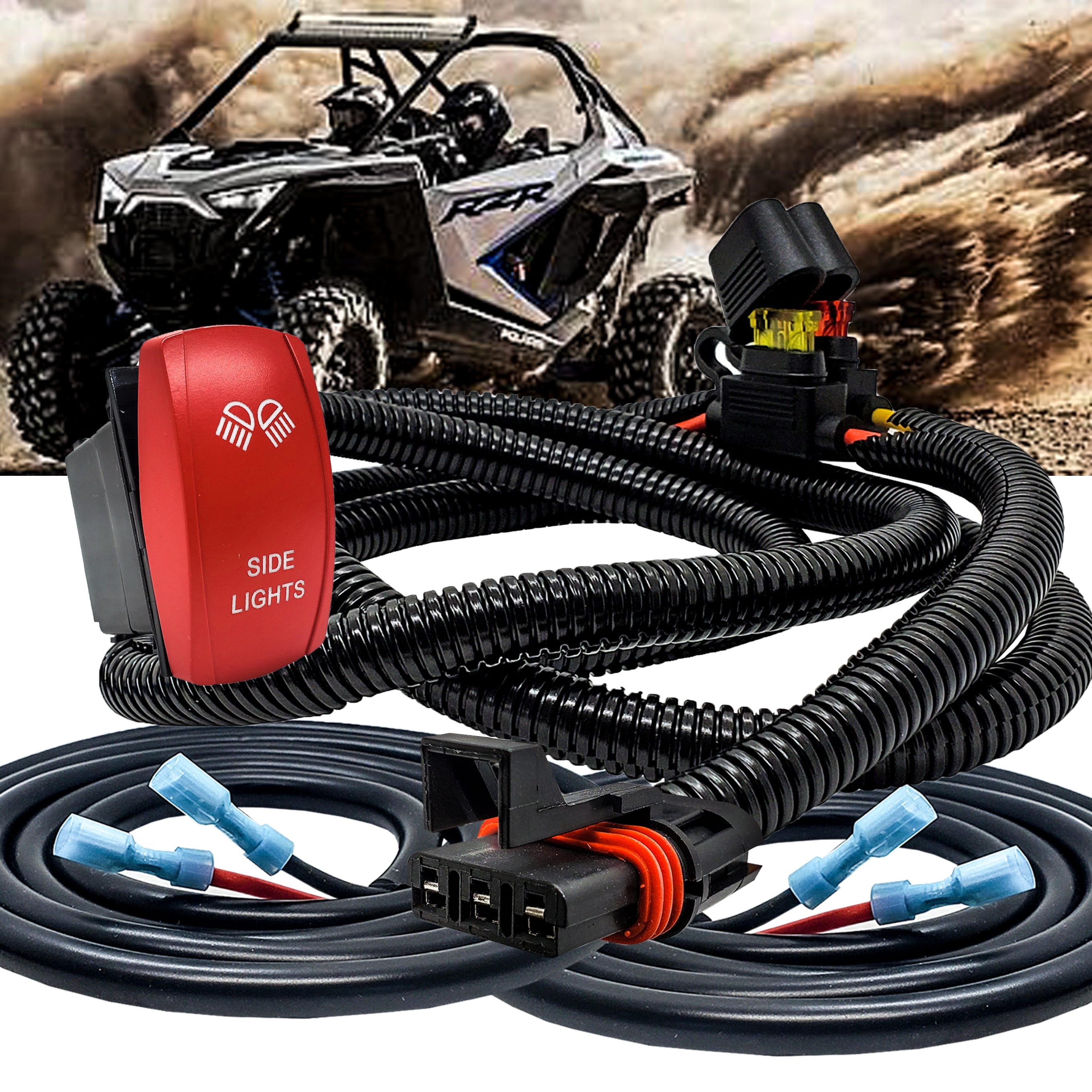 OZ-USA 10' Split-Wire Power Busbar Plug Harness with Side Lights On/Off ...