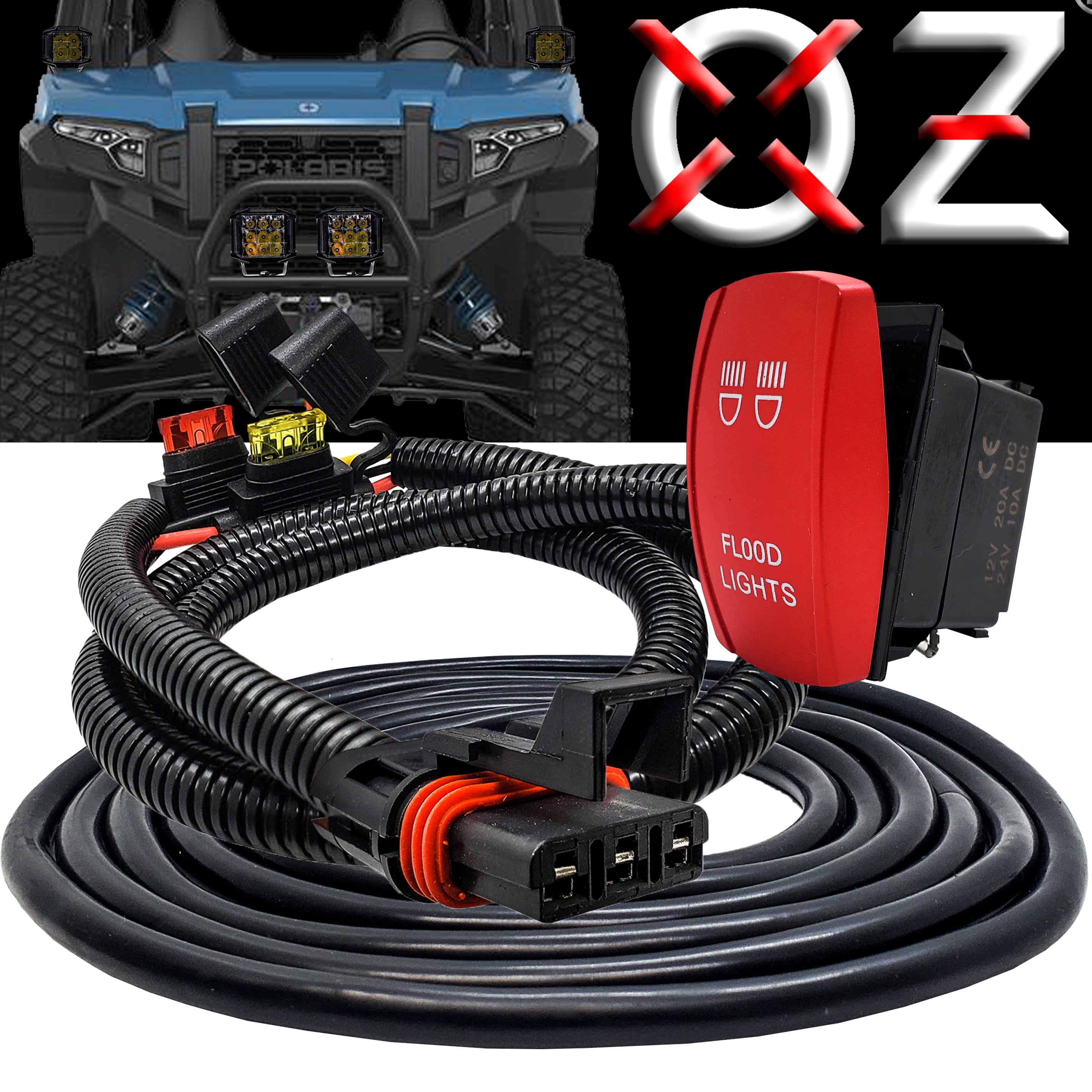 OZ-USA 10ft. Power Bus Bar Plug Wire Harness with Flood Lights On/Off ...