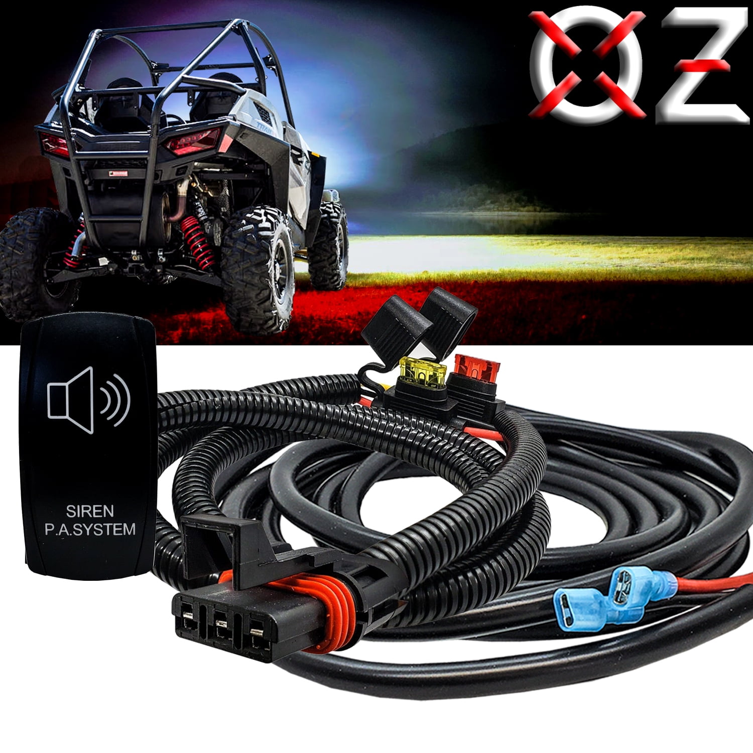 OZ-USA 10ft. Power Bus Bar Plug Wire Harness with SIREN PA System On ...