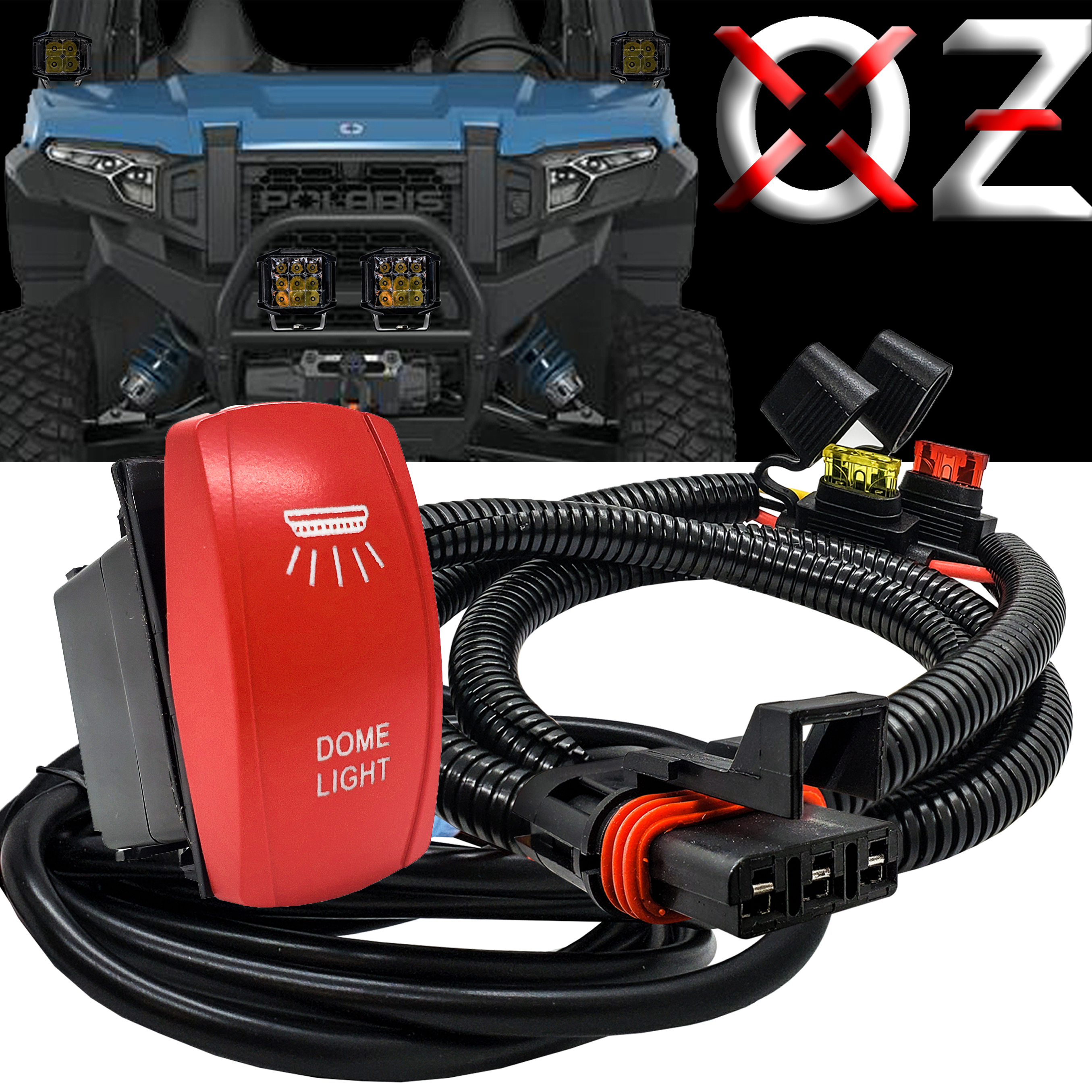 OZ-USA 10ft. Pulse Power Bus Bar Plug Wire Harness Kit On/Off Red ...