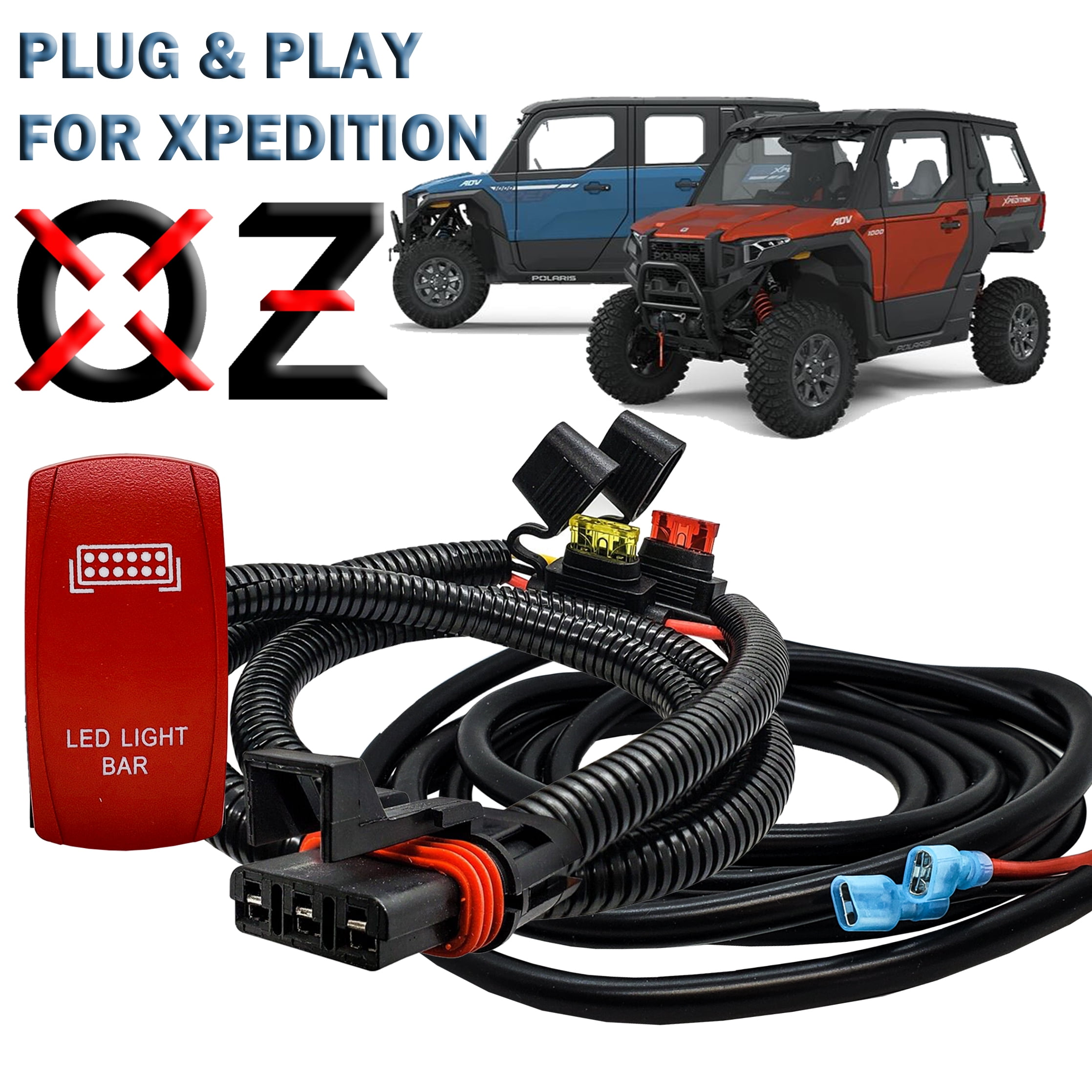 OZ-USA 10ft. Pulse Power Bus Bar Plug Wire Harness Kit with On/Off Red ...