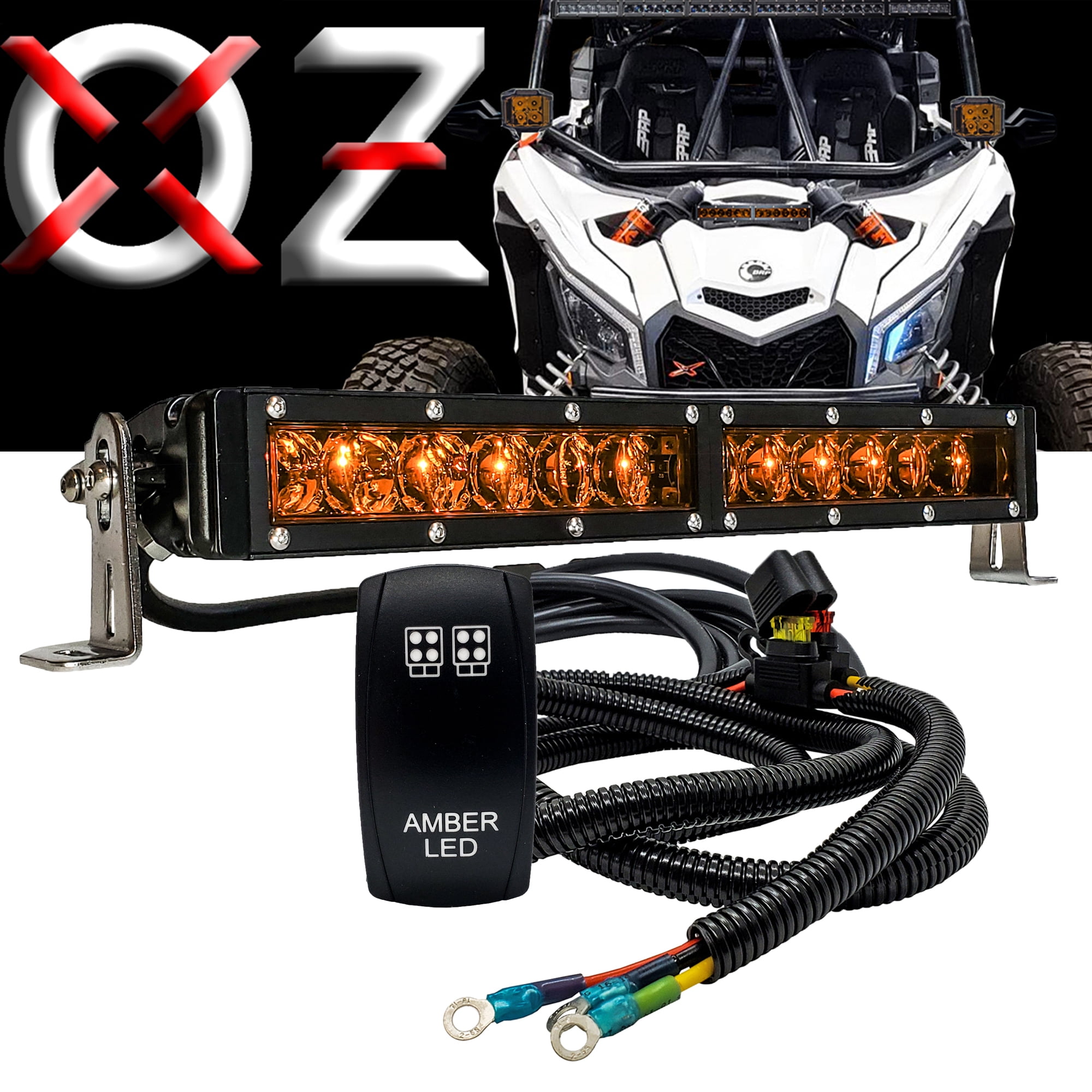 OZ-USA 14-Inch Amber LED Shock Tower Light Bar with Plug-and-Play Wire ...