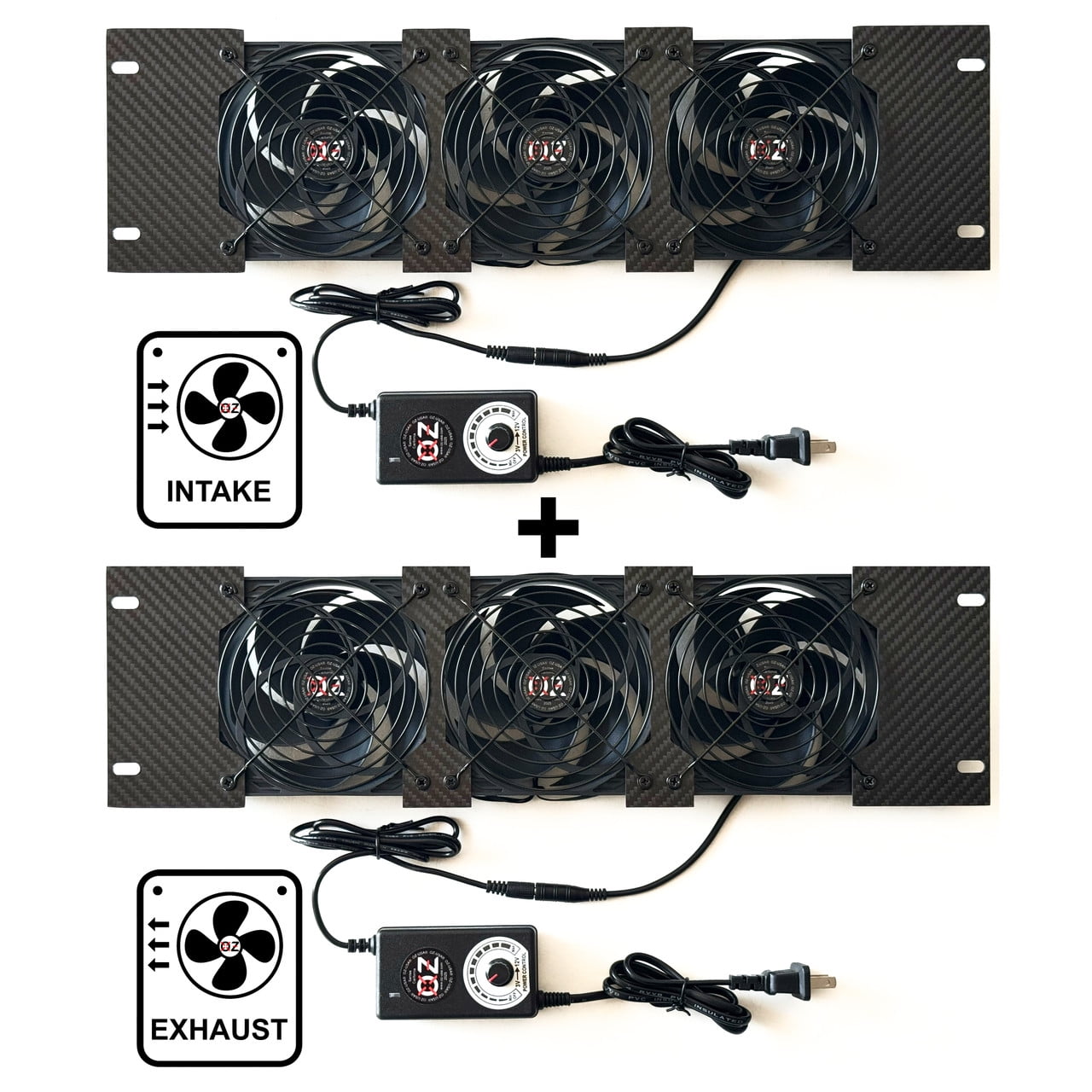 OZ-USA® 3U Rackmount Cooling Intake + Exhaust Fan Panel – Carbon Fiber ...