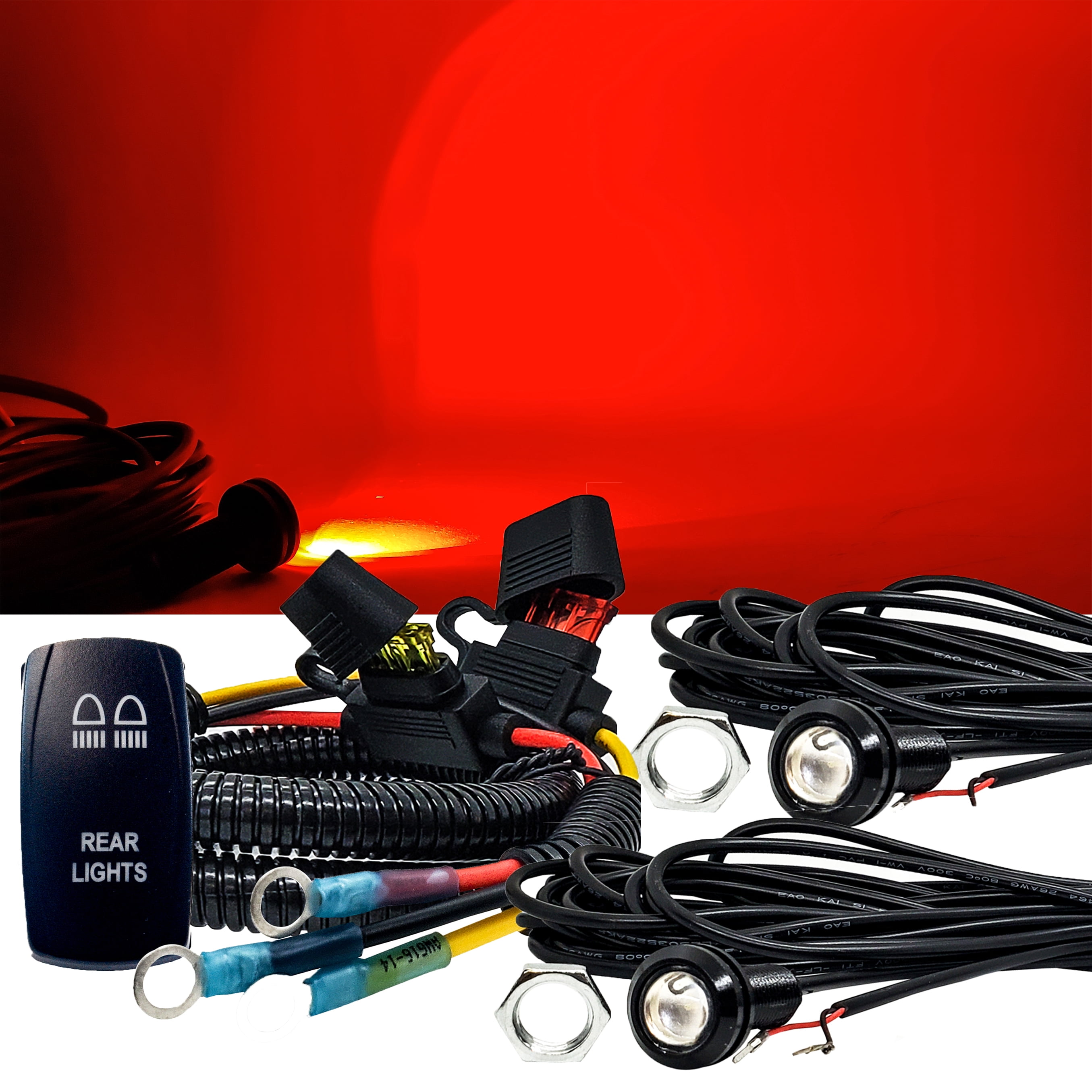 OZ-USA 5/8 Inch Red LED 22mm Bolt Beam Rear Chase Light with Power ...