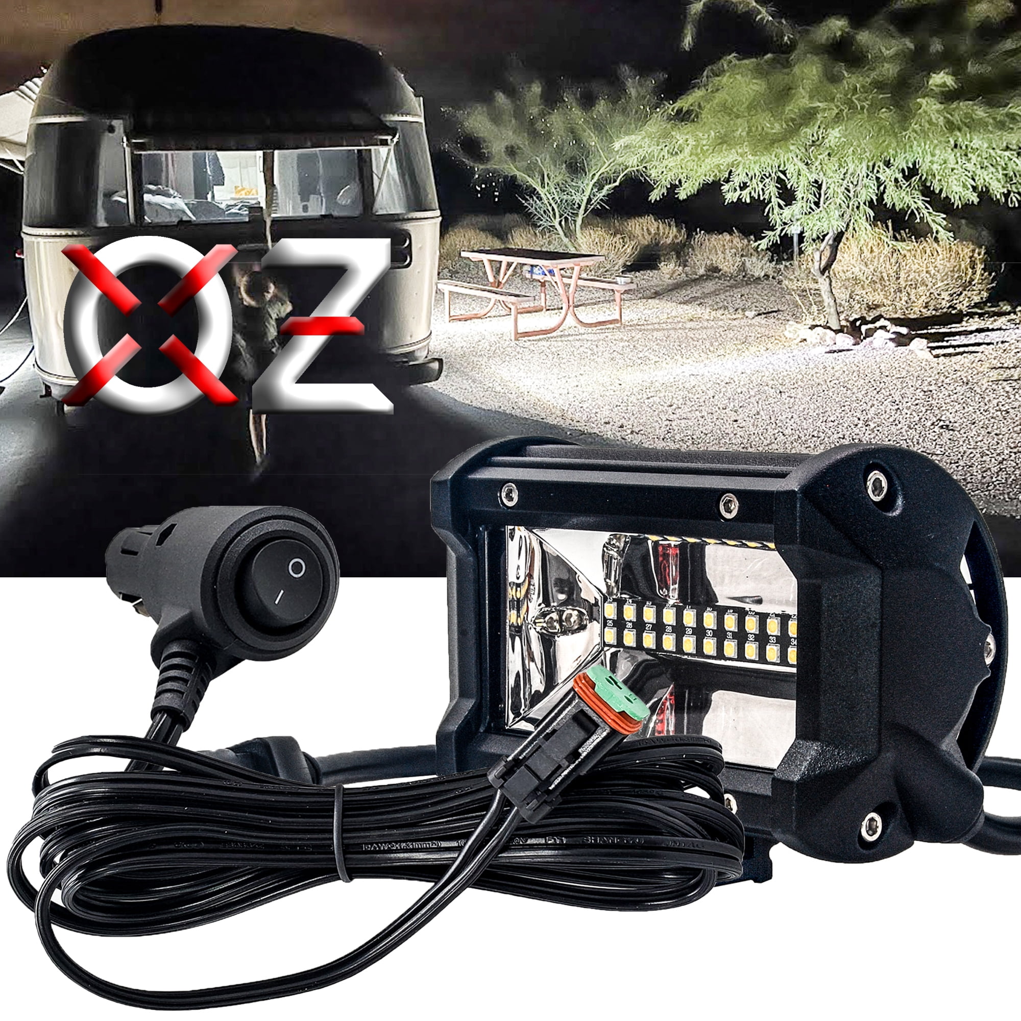 OZ-USA 5" Portable LED Flood Light Magnet Base Mount with Lighter Plug ...