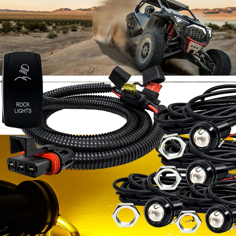 OZ-USA Amber LED Rock Light Kit 5/8 Inch Bolt Beam with Plug & Play ...