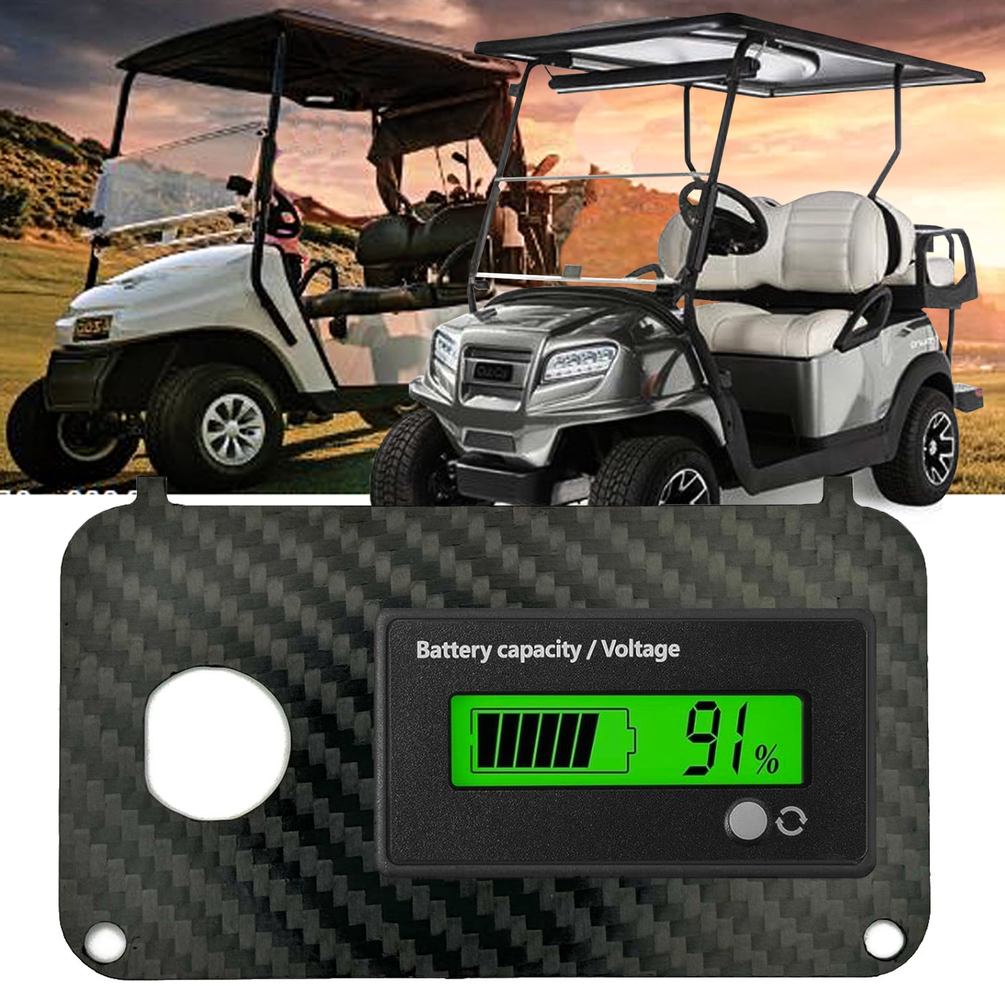OZ-USA Battery Capacity Voltage Meter 36 Volt Green Backlit Carbon ...