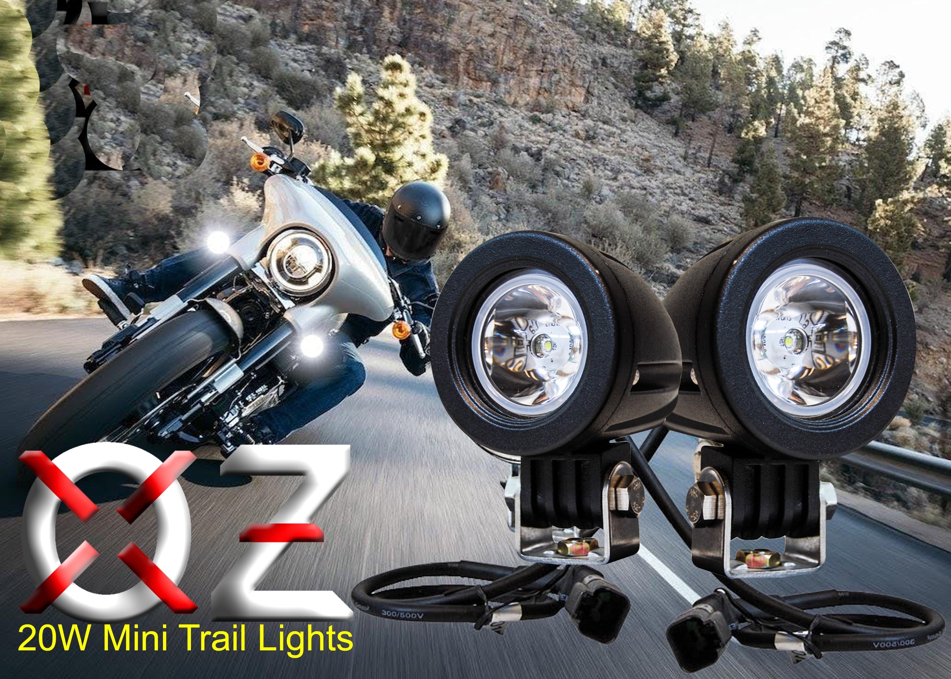 OZ-USA Black Mini Trail Lights 20W Cree LED Spot Beam for Motorcycle ...