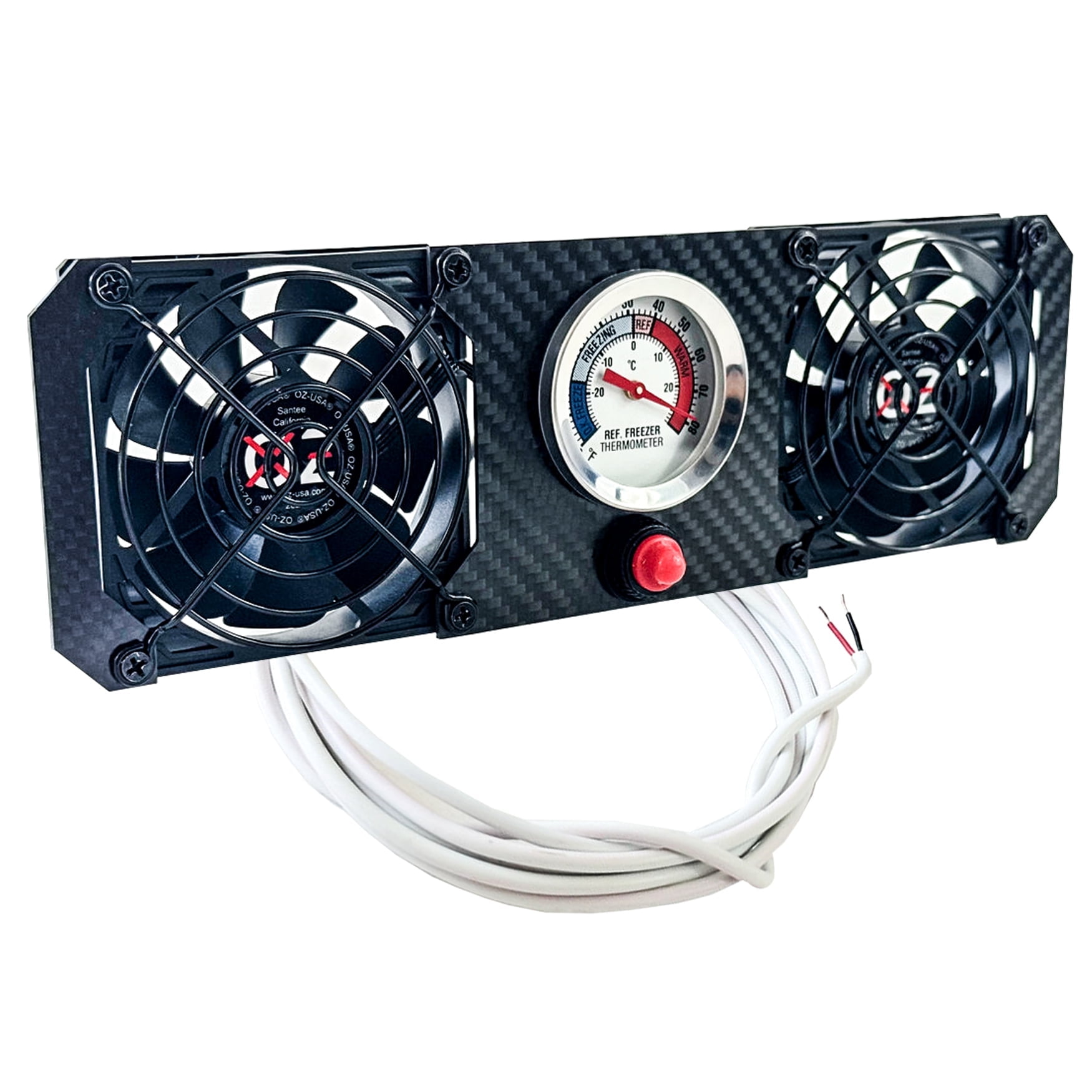 OZ-USA® Dual RV Fridge Evaporator Fin Cooling Fan Thermometer Whisper ...