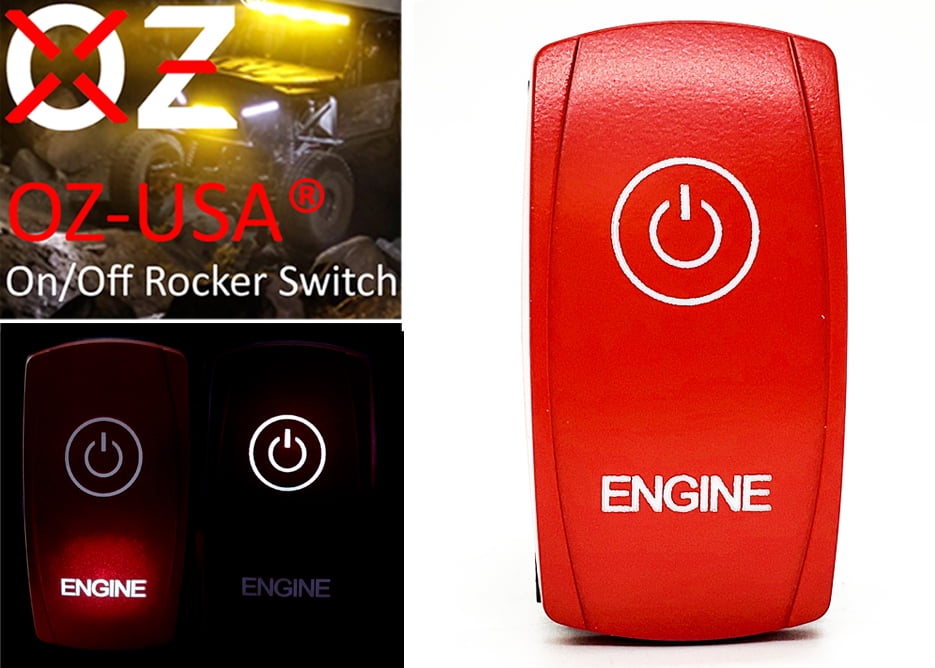 OZ-USA Engine Start On/Off Momentary Rocker Switch 4-Pin Laser Etch Red ...