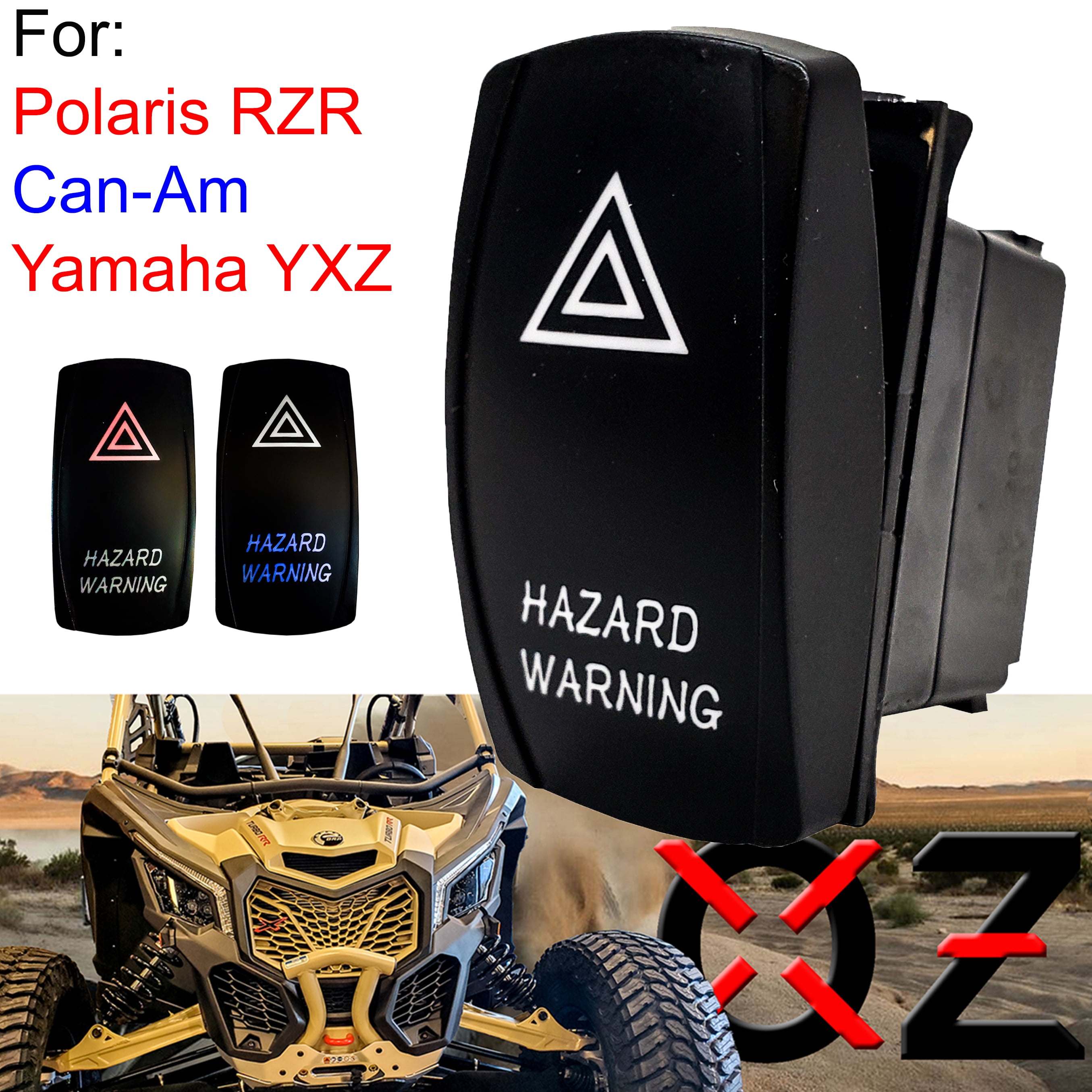 OZ-USA Hazard Lights On/Off Rocker Switch 4-Pin SPST Laser Etch Blue ...