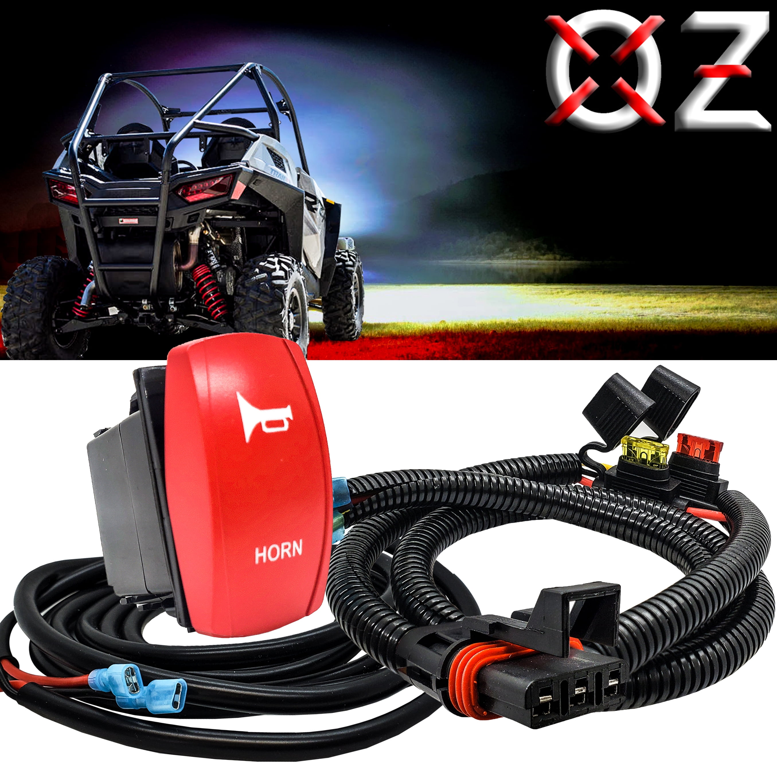 OZ-USA Horn Momentary On/Off Red Rocker Switch with Pulse Power Busbar ...