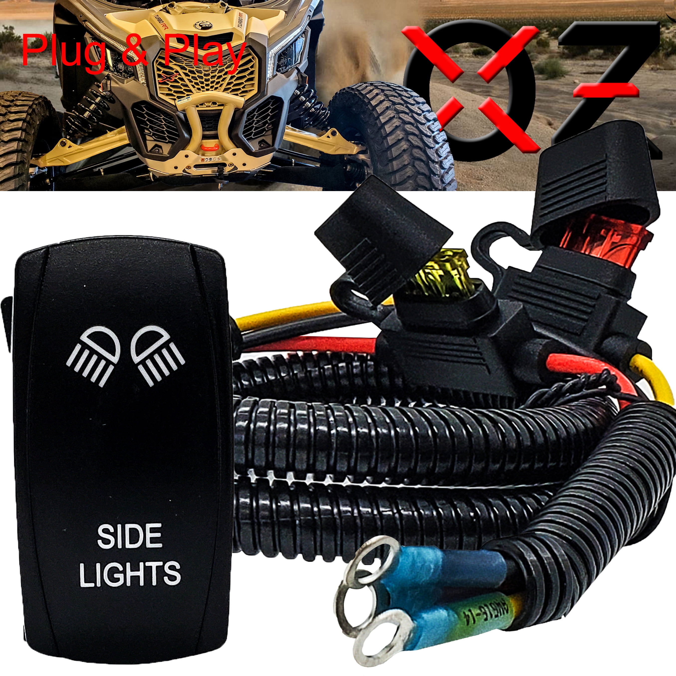 OZ-USA Power Busbar Distribution Block Wire Harness with On/Off Rocker ...