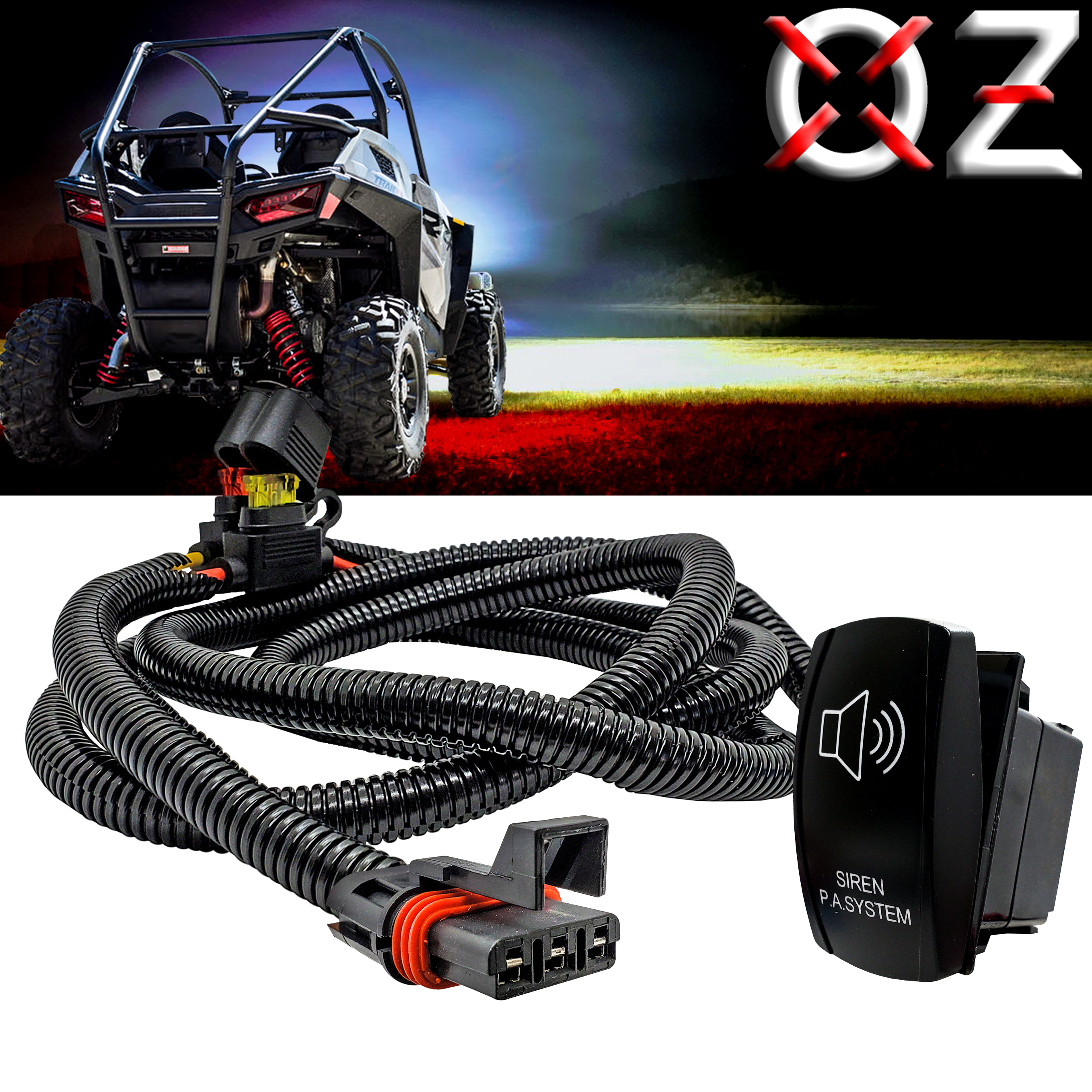 OZ-USA Siren PA System On/Off Rocker Switch with Pulse Power Bus Bar ...