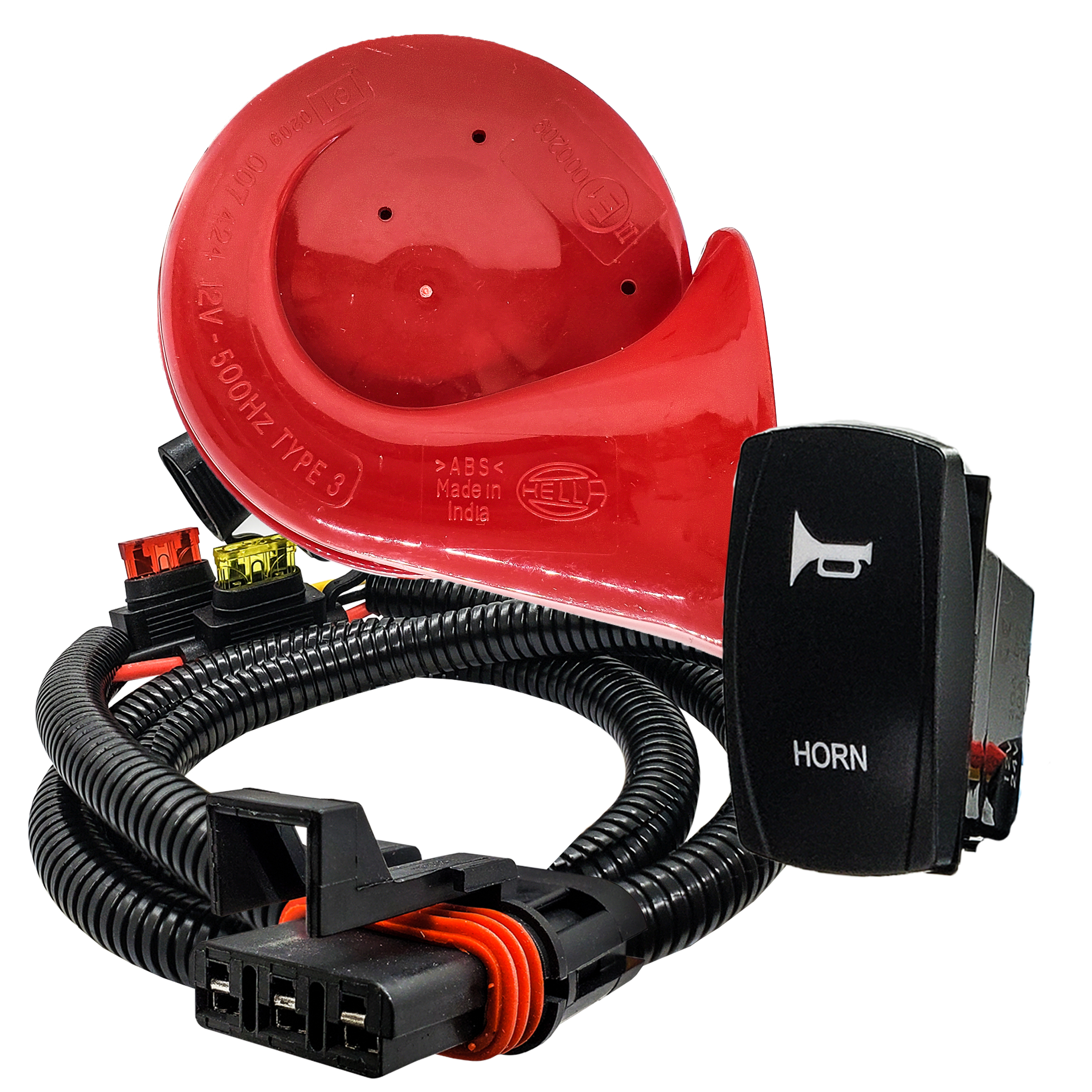 OZ-USA Trumpet Horn with Power Bus Bar Plug Wiring Harness Kit ...