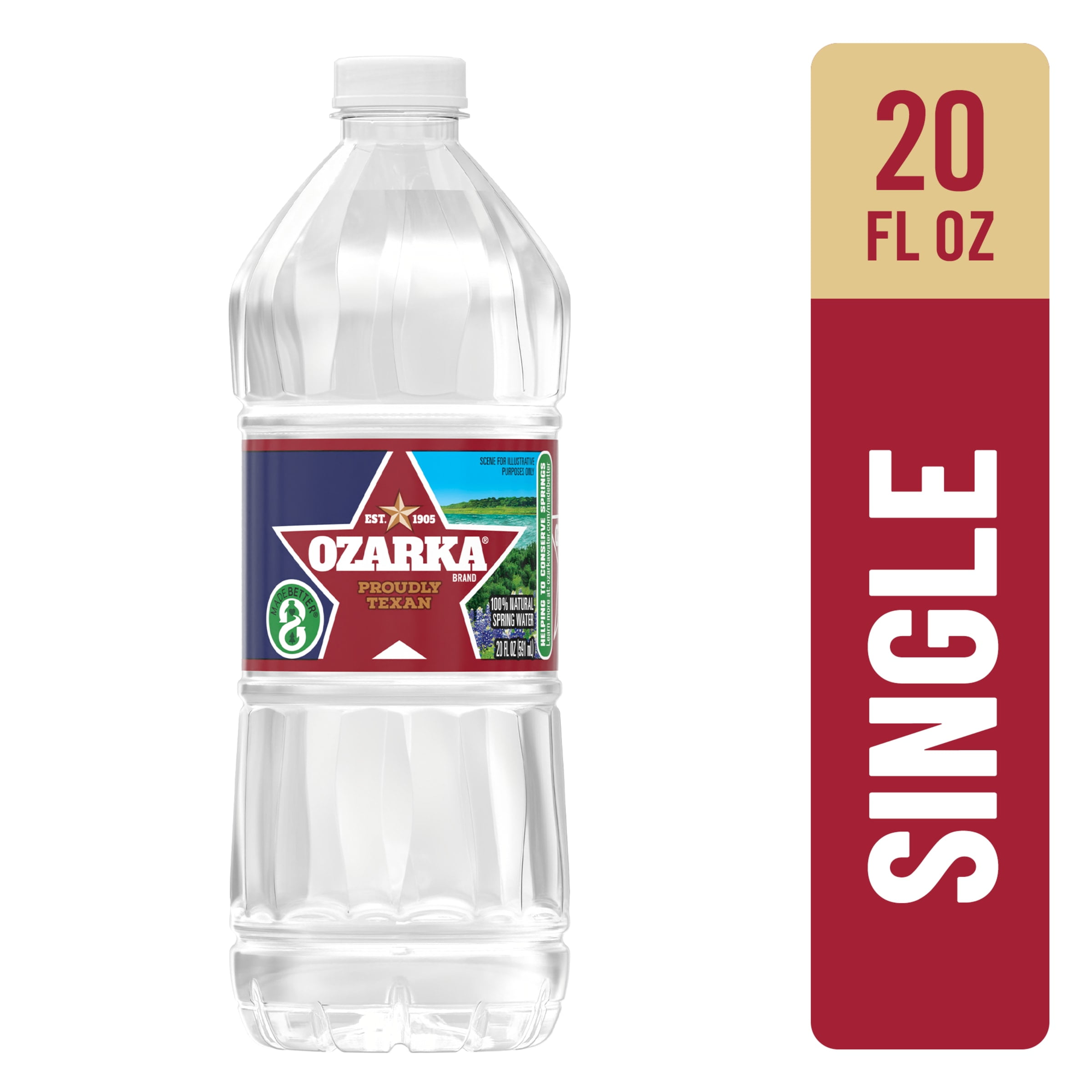 Ozarka Texas Spring Water, 20 fl oz, Single Plastic Bottle - Walmart.com