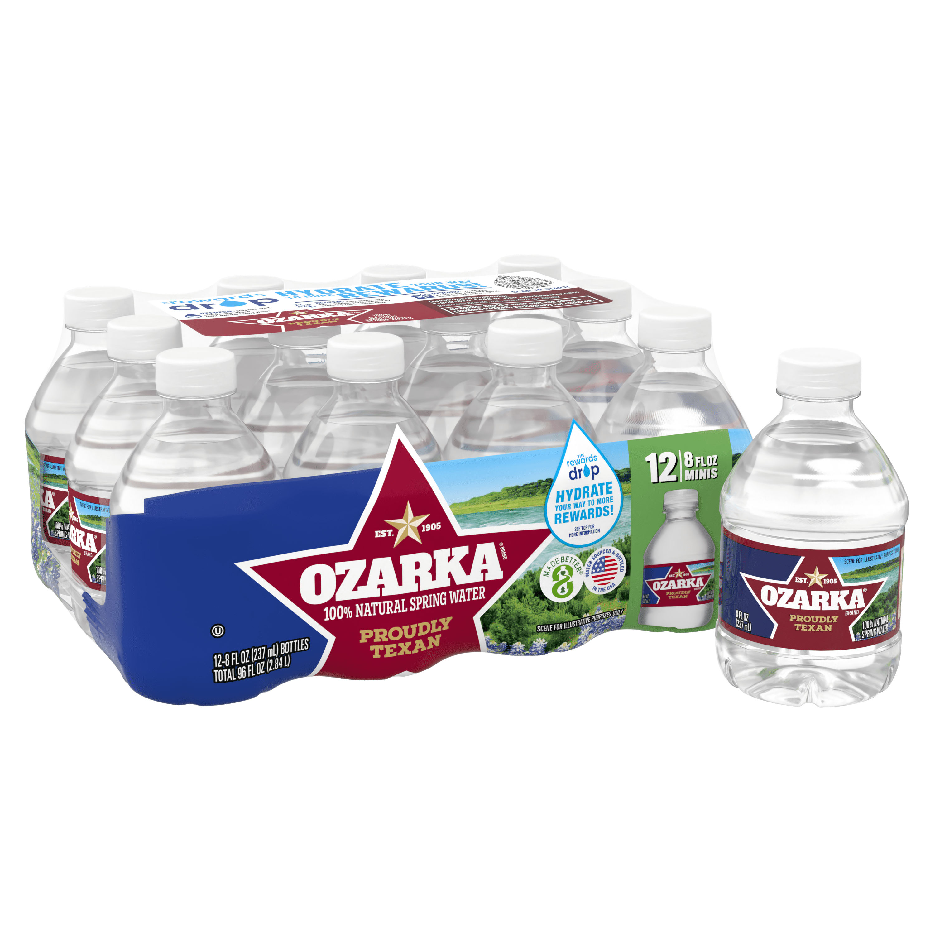 OZARKA 100% Natural Spring Water, 8oz Small Plastic Bottles Pack of 12 ...