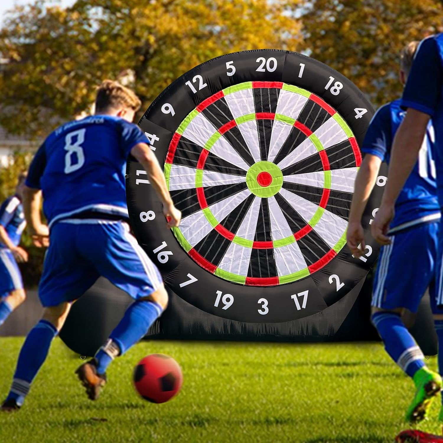 OZIS Large Game Set: 10Ft Tall Giant Inflatable Soccer Ball Darts Board ...