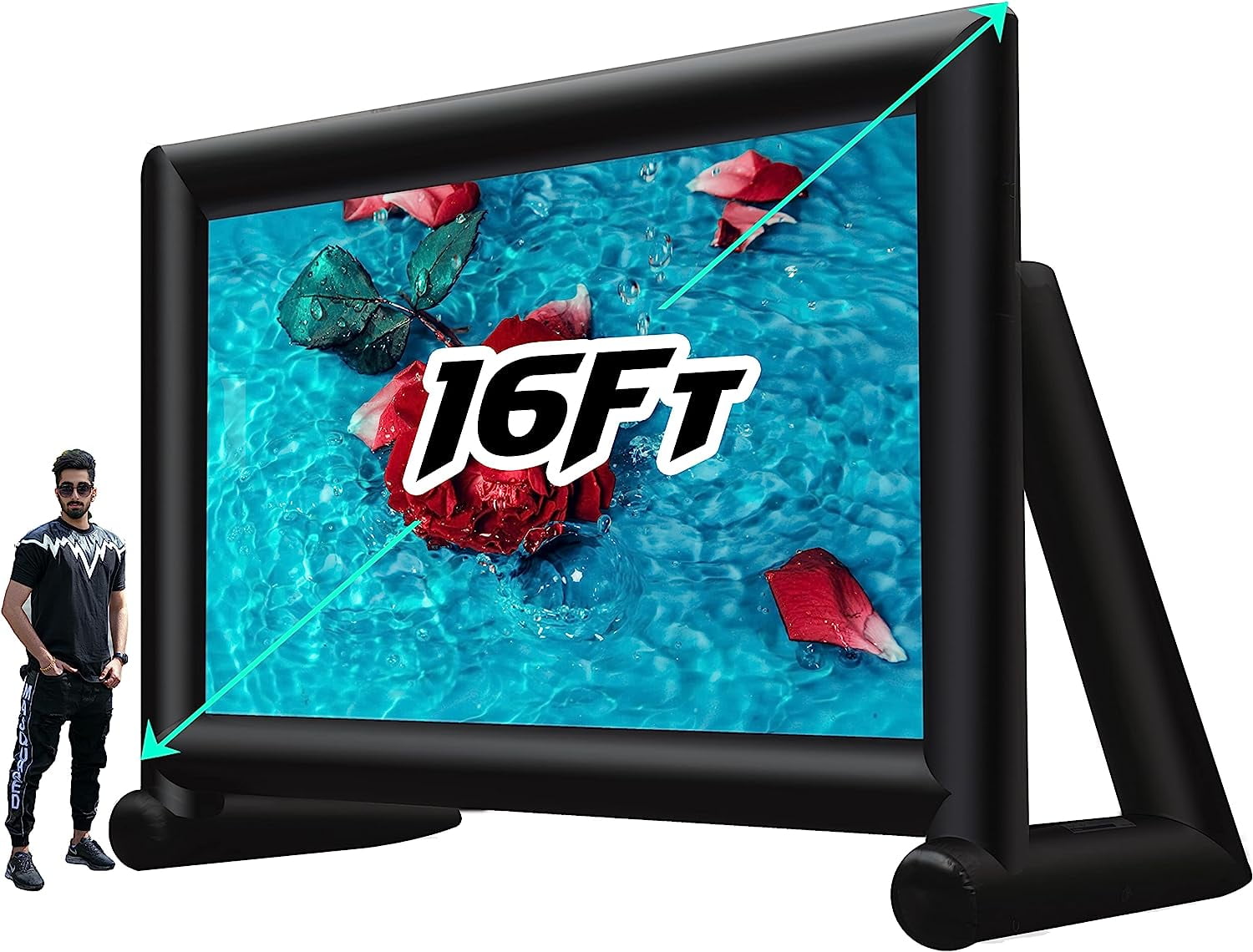 OZIS 16Ft Airtight PVC Portable Theater Projection Screen for Outdoor ...