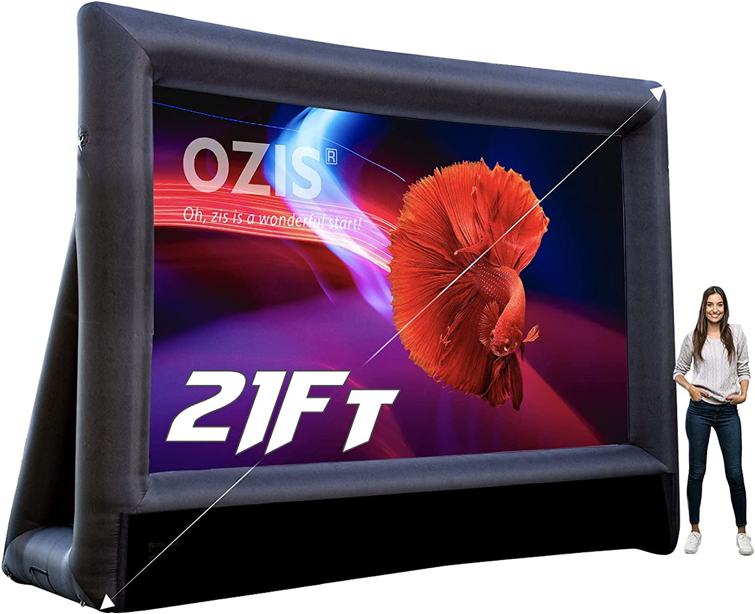 OZIS 21Ft Inflatable Outdoor Projector Movie Screen Blow up Mega Movie ...