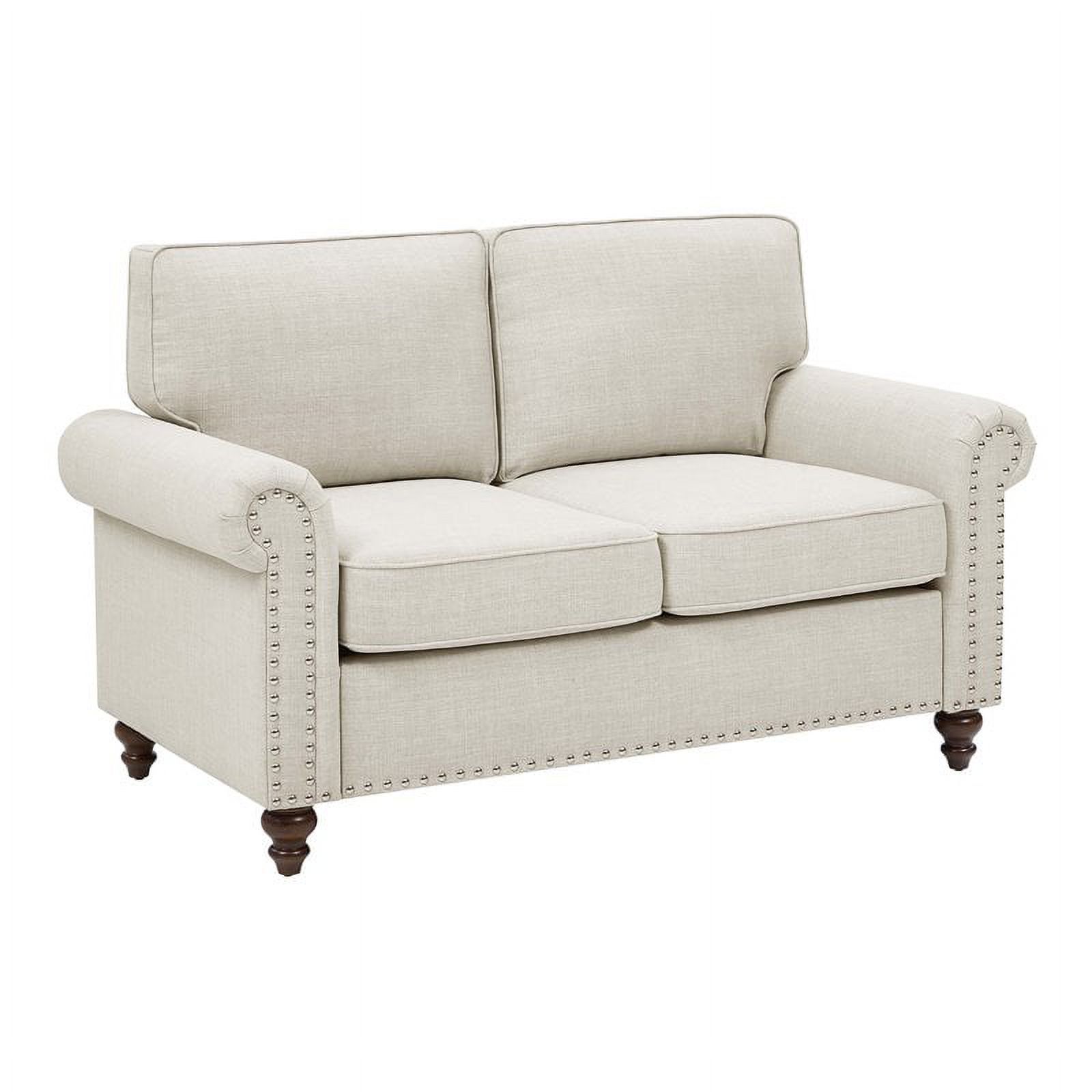 Oadeer Home 57" Modern Linen Blend Fabric Upholstered Loveseat in Beige ...