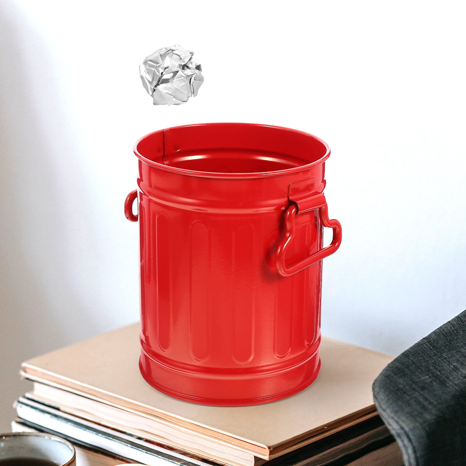 MUSEYA Waste Bucket Iron Red Rectangular Kitchen 1Pcs 4.53X3.74X3.74in ...
