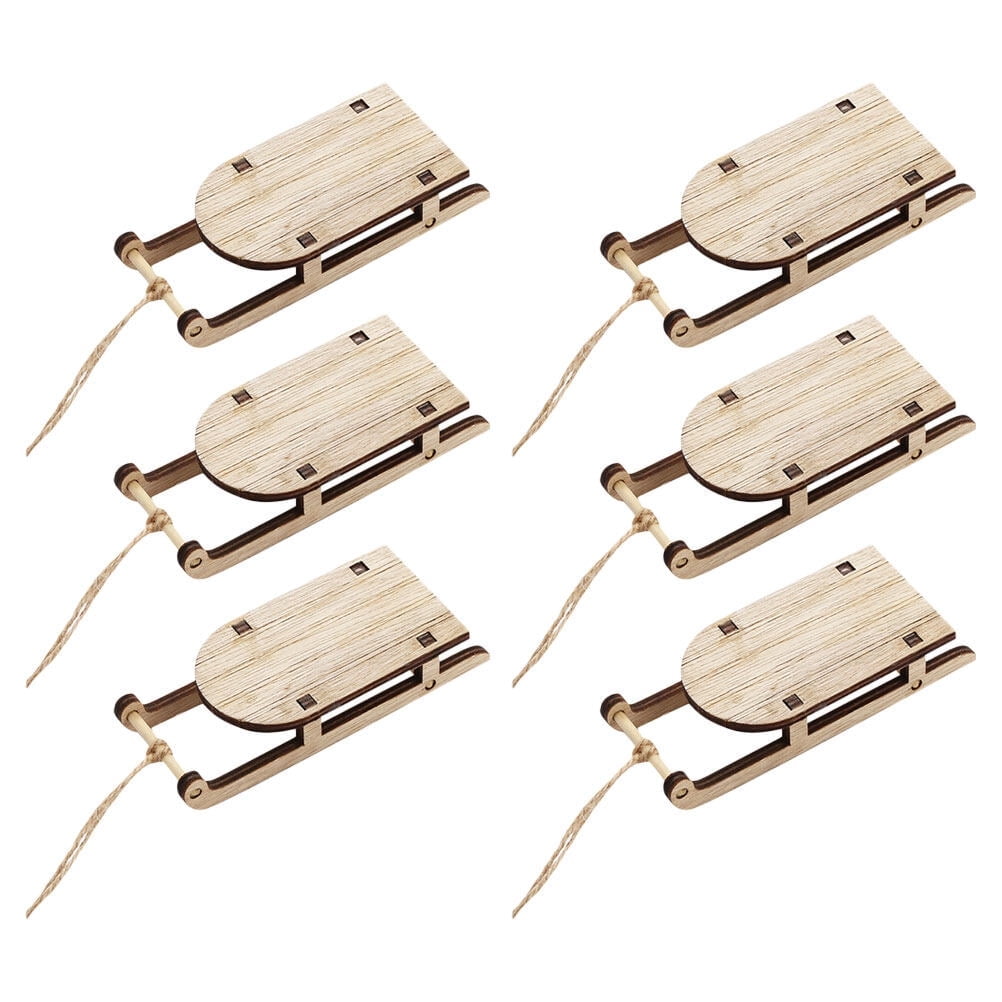 Oahisha Mini Sleigh,6pcs Mini Sleighs Miniature Wooden Mini Sleighs Kit ...