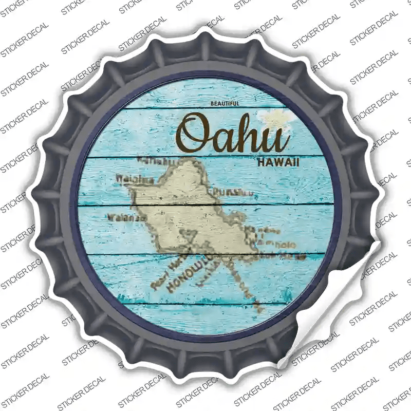 Oahu Hawaii Map Novelty Bottle Cap Sticker DecalLarge - Walmart.com