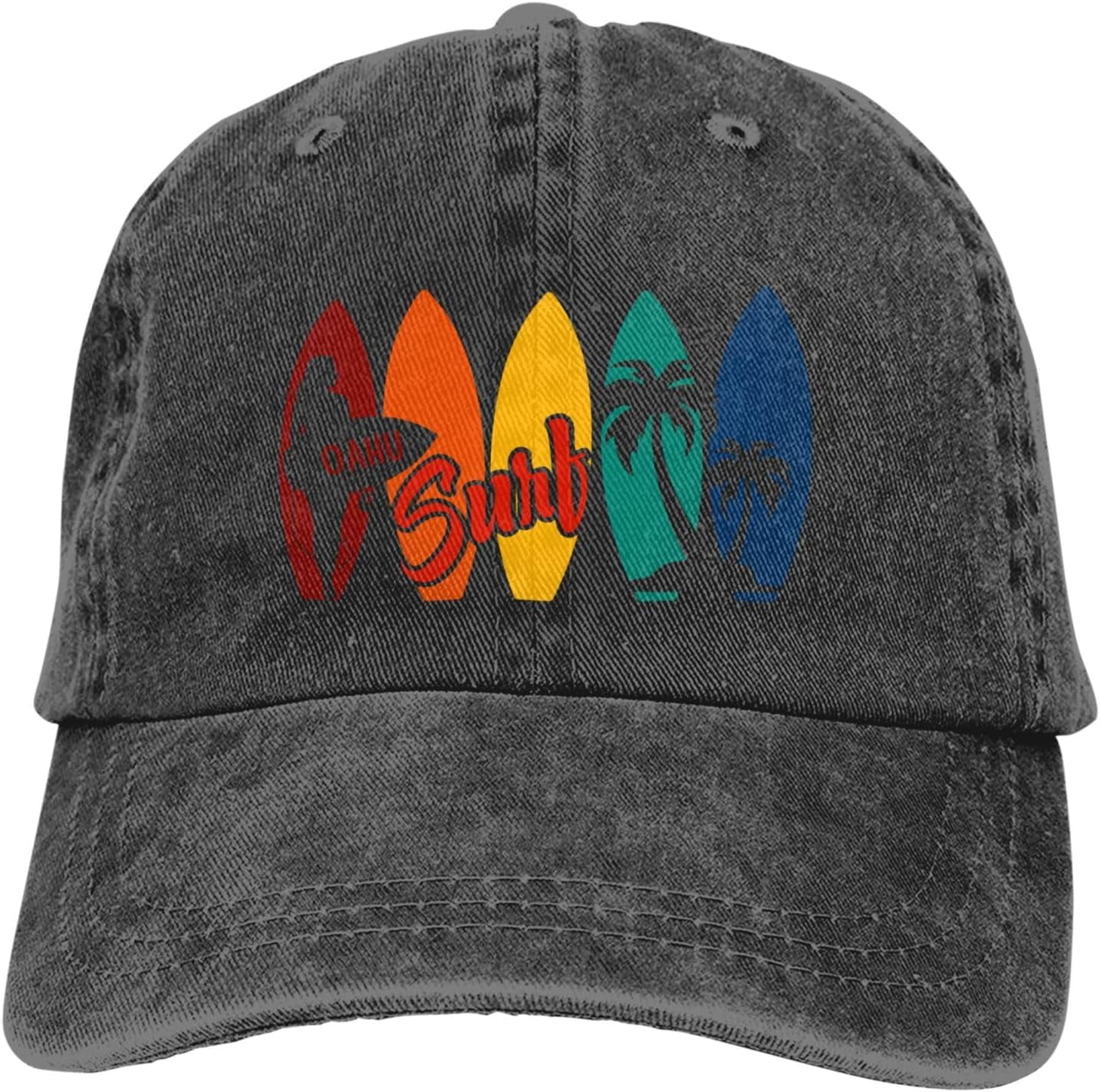 Oahu Hawaii Surfing Beach Funny Hat Adjustable Denim Baseball Cap Black ...