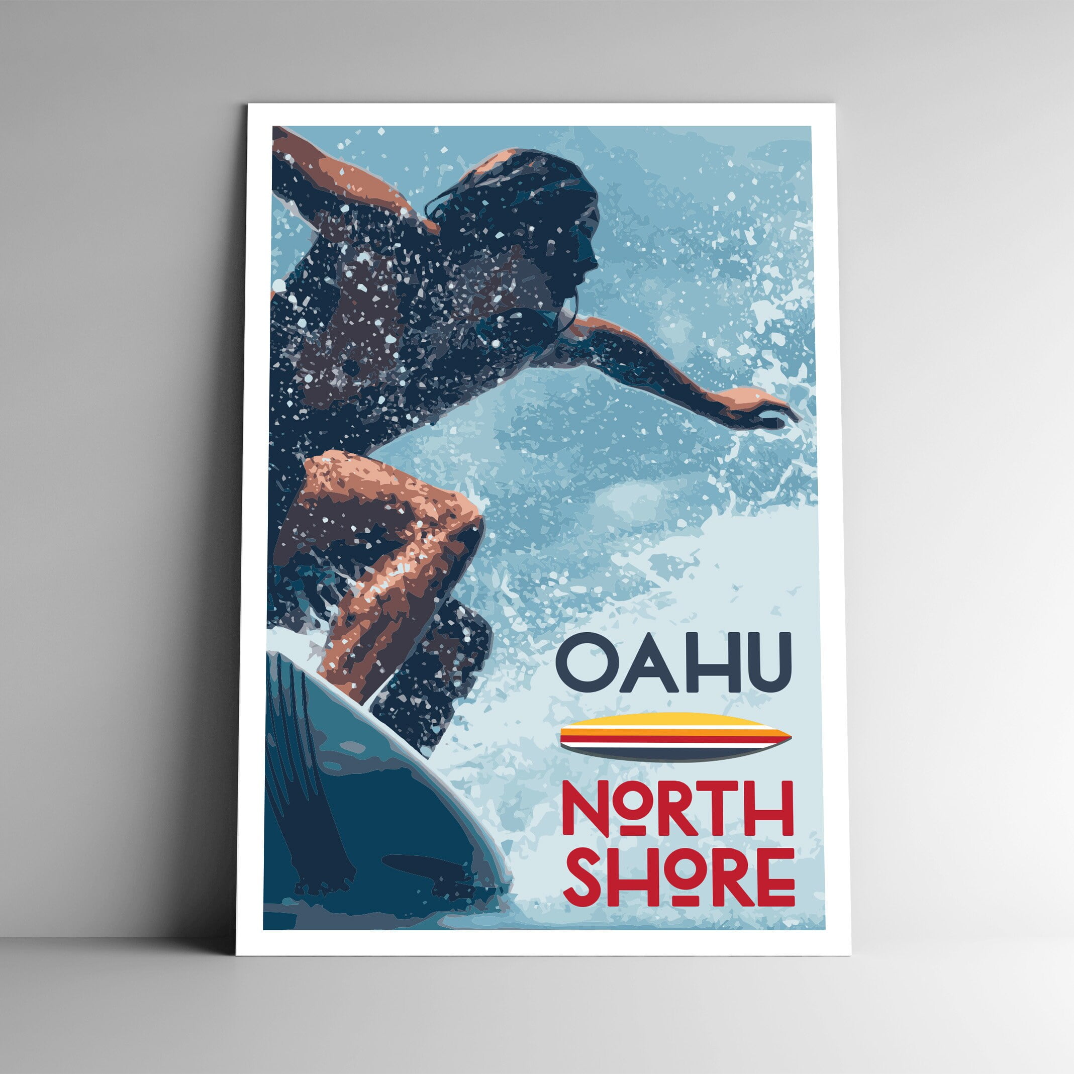 Oahu North Shore Vintage Travel Poster / Postcard WPA Style Retro ...