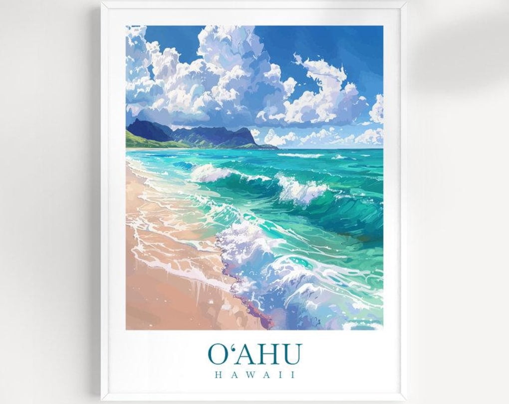 Oahu Print Travel Print Wall Art Hawaii Wall Hanging Home Décor Oahu ...