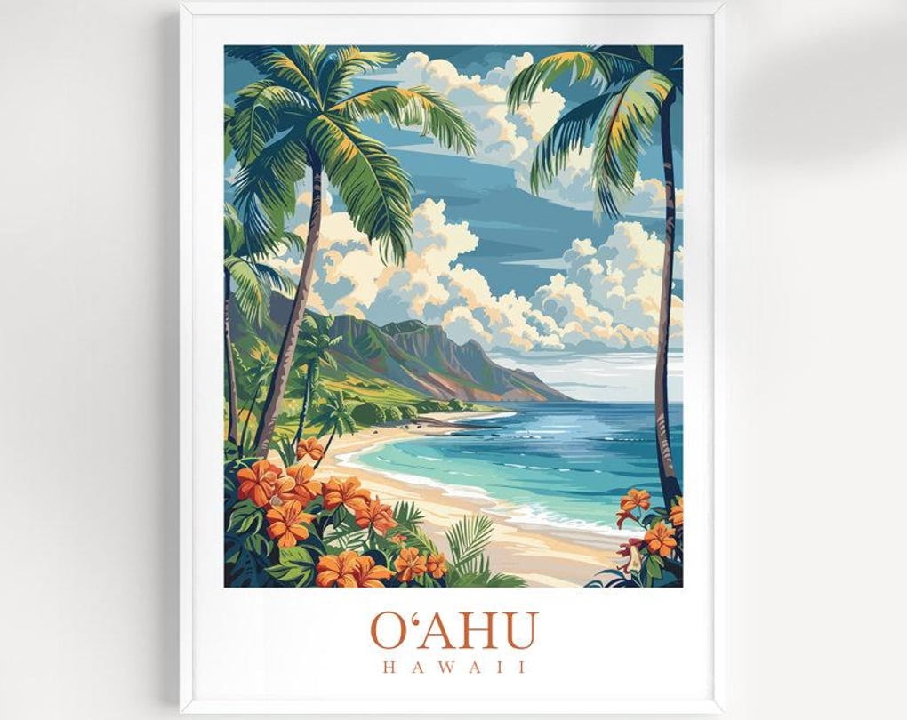 Oahu Print Travel Print Wall Art Hawaii Wall Hanging Home Décor Oahu ...